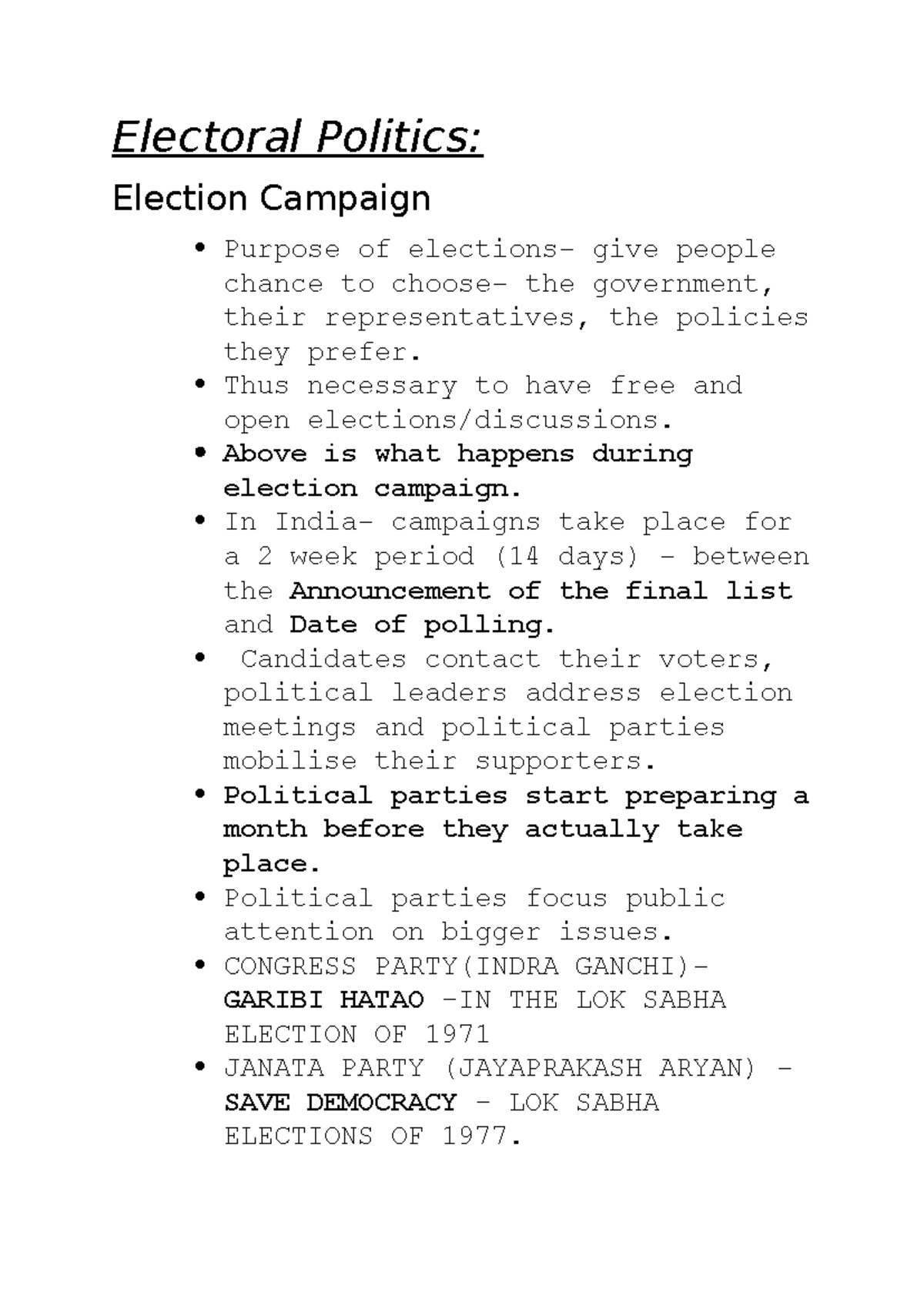 Electoral Politics: Understanding Election Campaigns and Voter ...