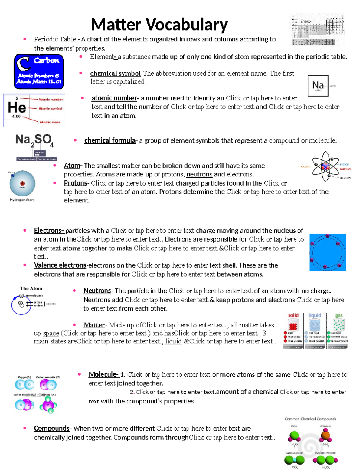 Matter Vocabulary Notes for Students - 2024 - Studocu