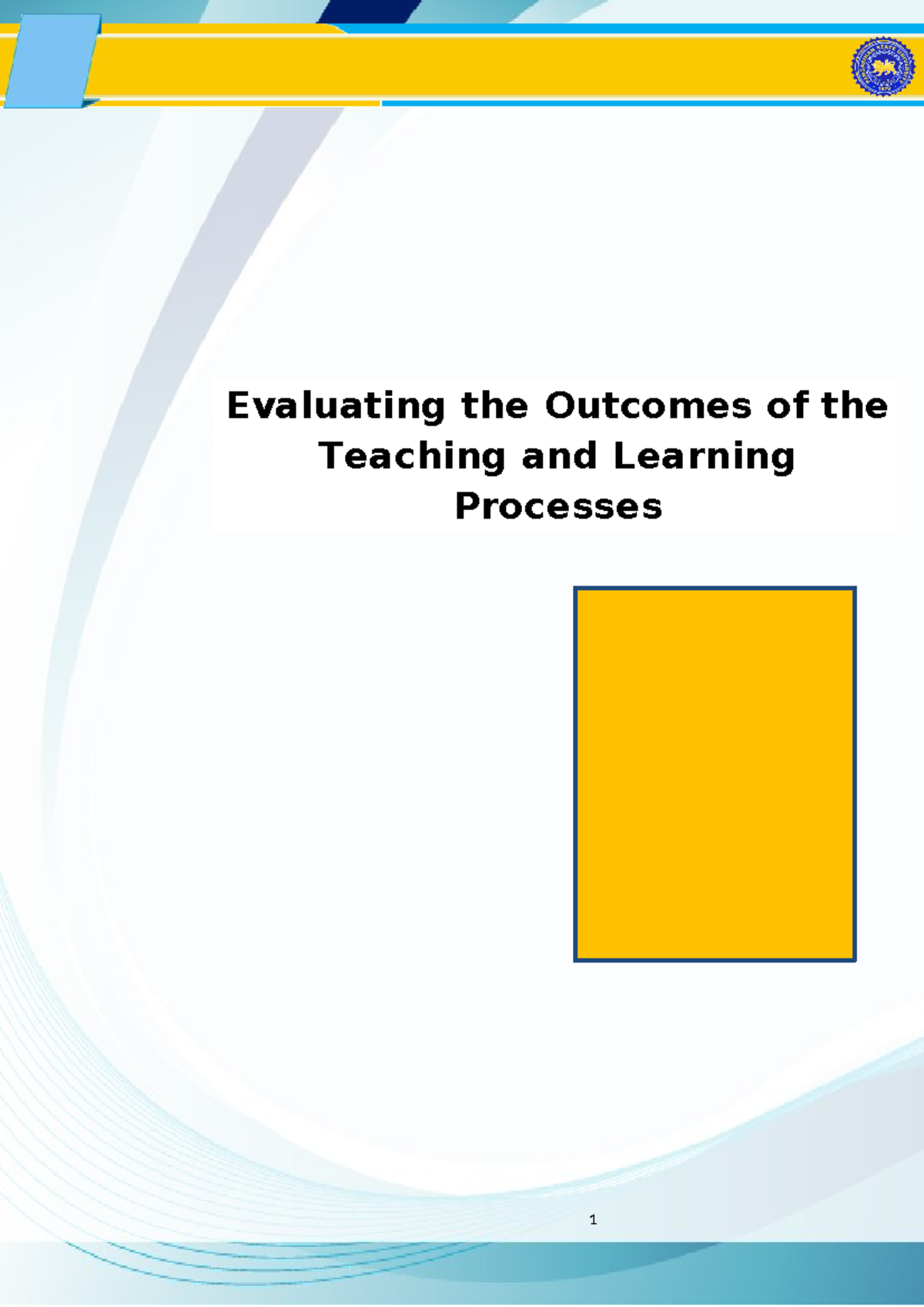 Activity 6: Evaluating Teaching and Learning Outcomes in Internship ...