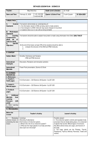 Document 11 - Detailed Lesson Plan - Detailed Lesson Plan in Science 4 ...