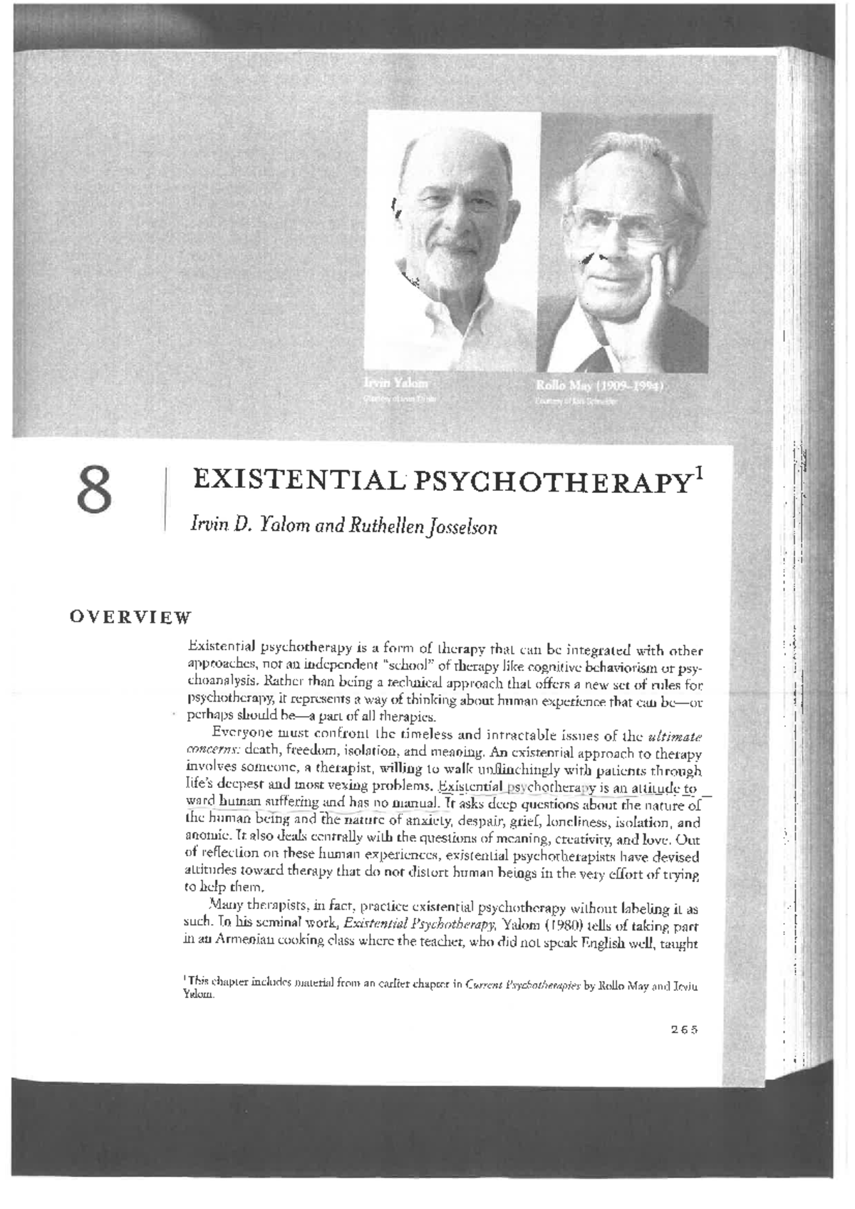Existential Psychotherapy Overview: Insights from Yalom & May (PSY 101 ...
