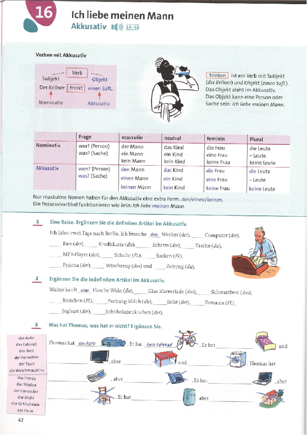A2 Grammatik aktiv: Akkusativ & Dativ Übungen und Beispiele - Studocu