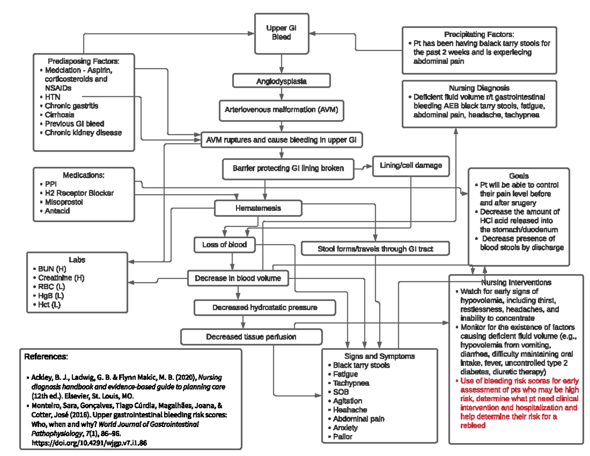 GI Bleed Concept Map - Upper GI Bleed Goals Pt will be able to control ...