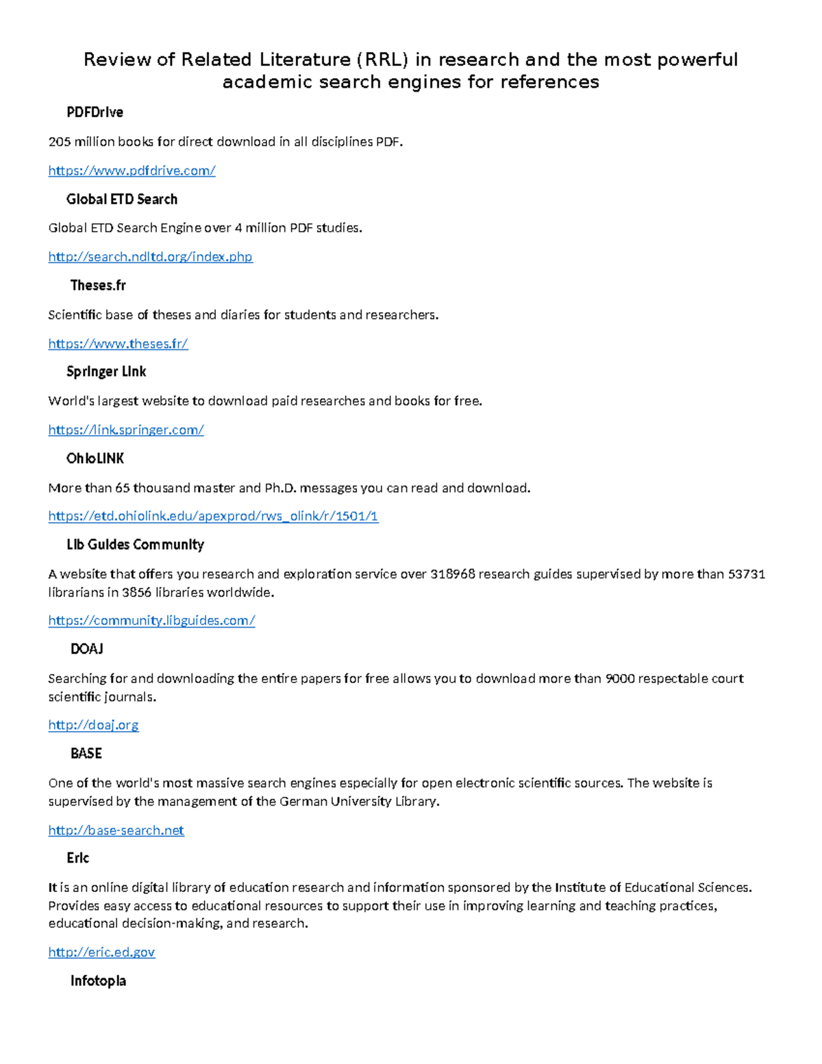 508710848 RRL: Overview of Powerful Academic Search Engines - Studocu