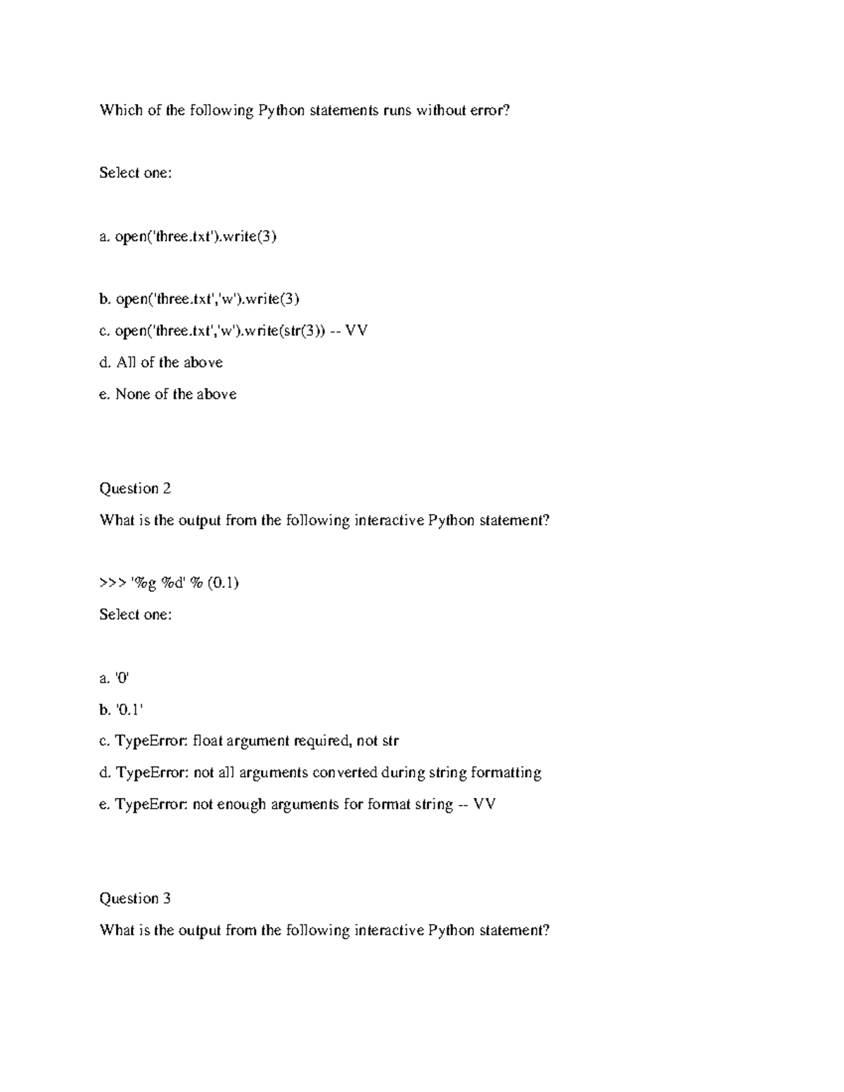 Self Quiz Unit 8 - Python Programming Concepts and Questions - Studocu