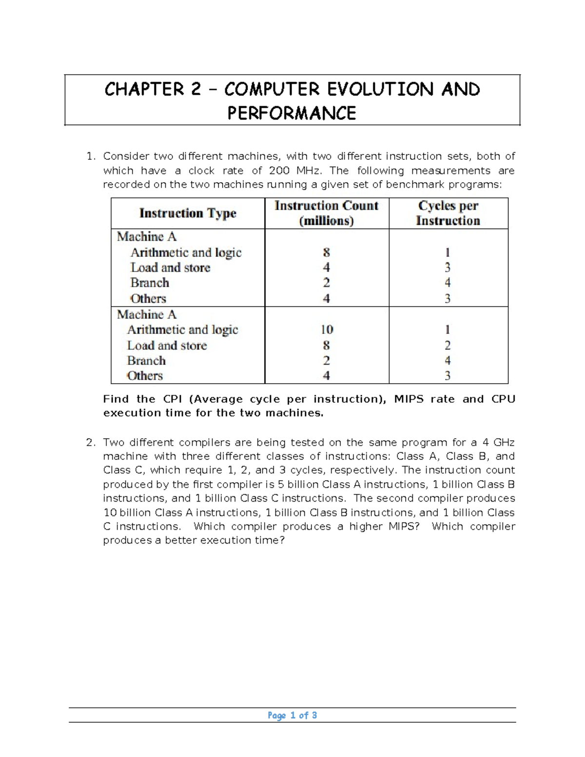 Chapter 2 Exercises: Understanding Computer Evolution & Performance ...