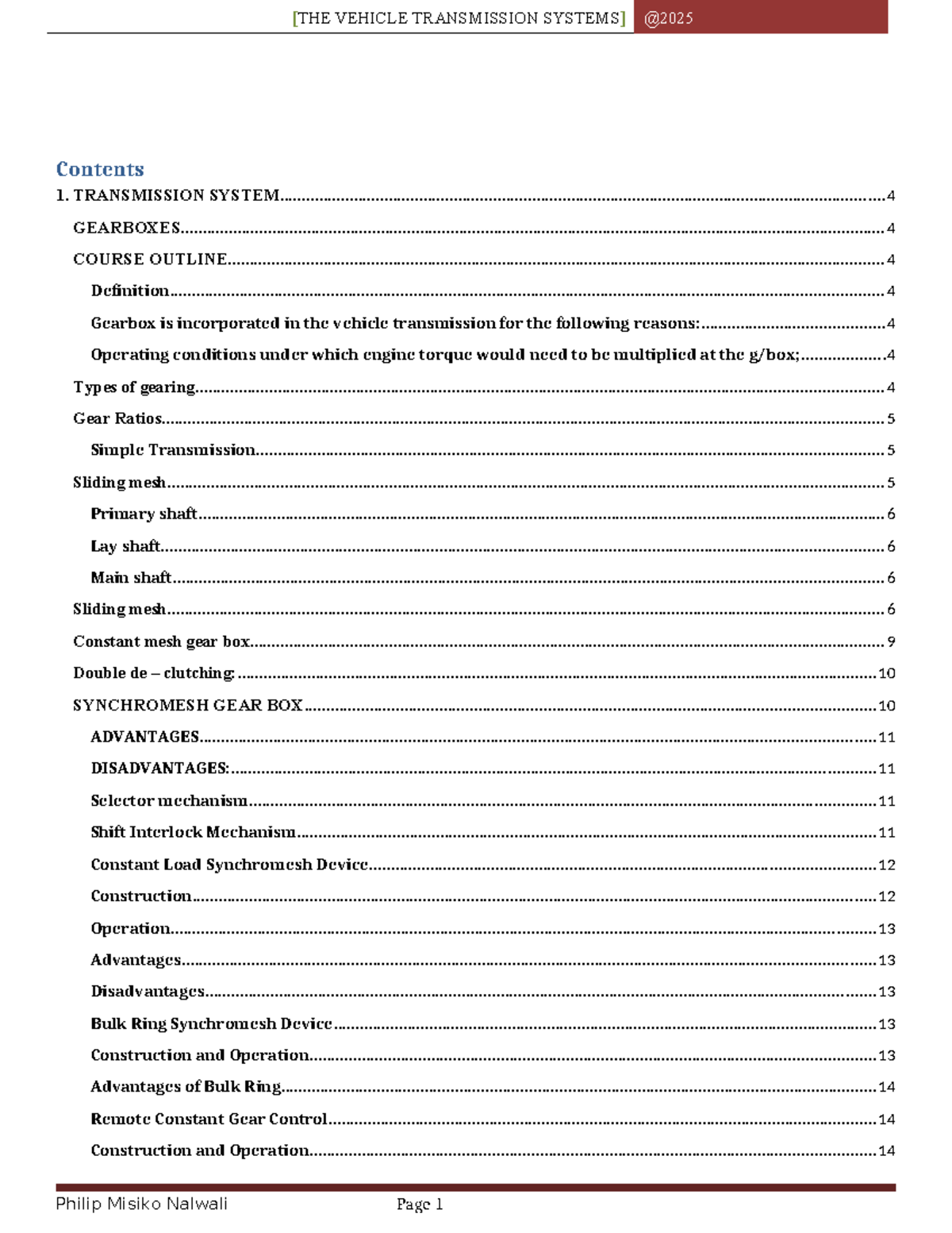 VEHICLE TRANSMISSION NOTES: SYSTEMS, GEARBOXES & CLUTCHES - Studocu