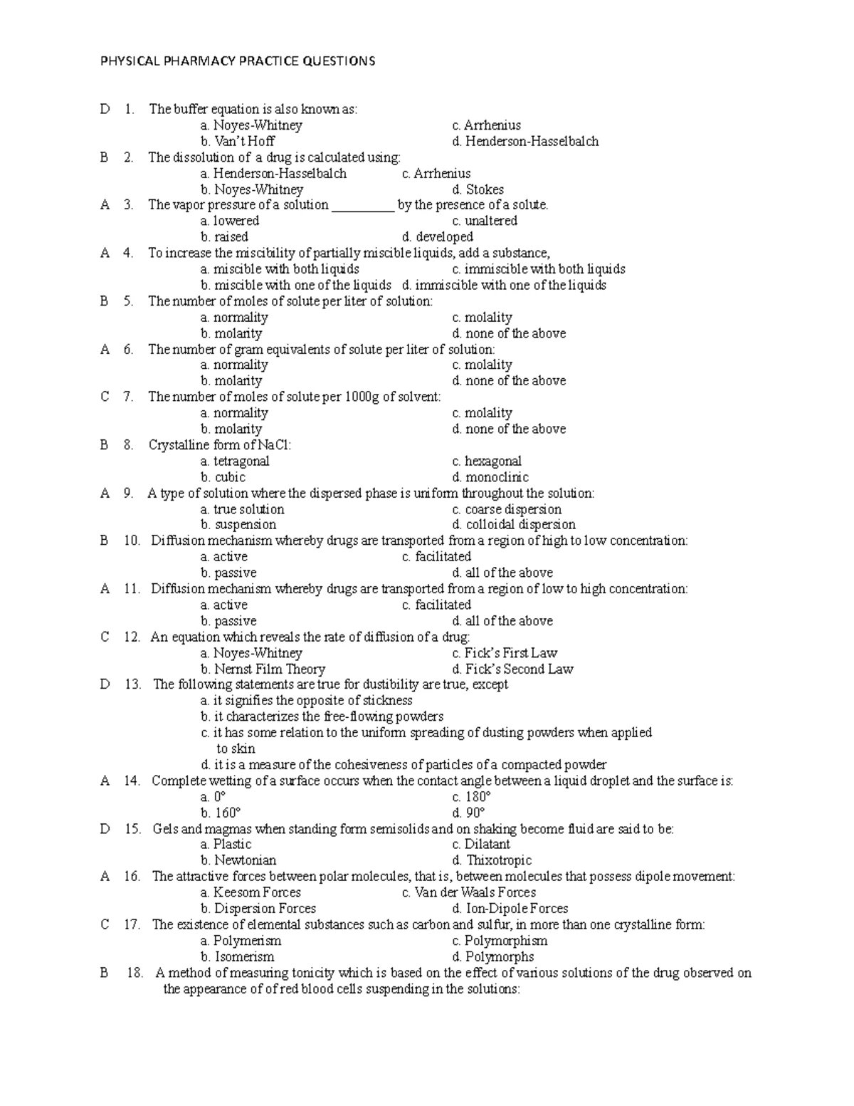 Pharmaceutical Chemistry of Organic Medicinals Answer Key- Green Pacop ...