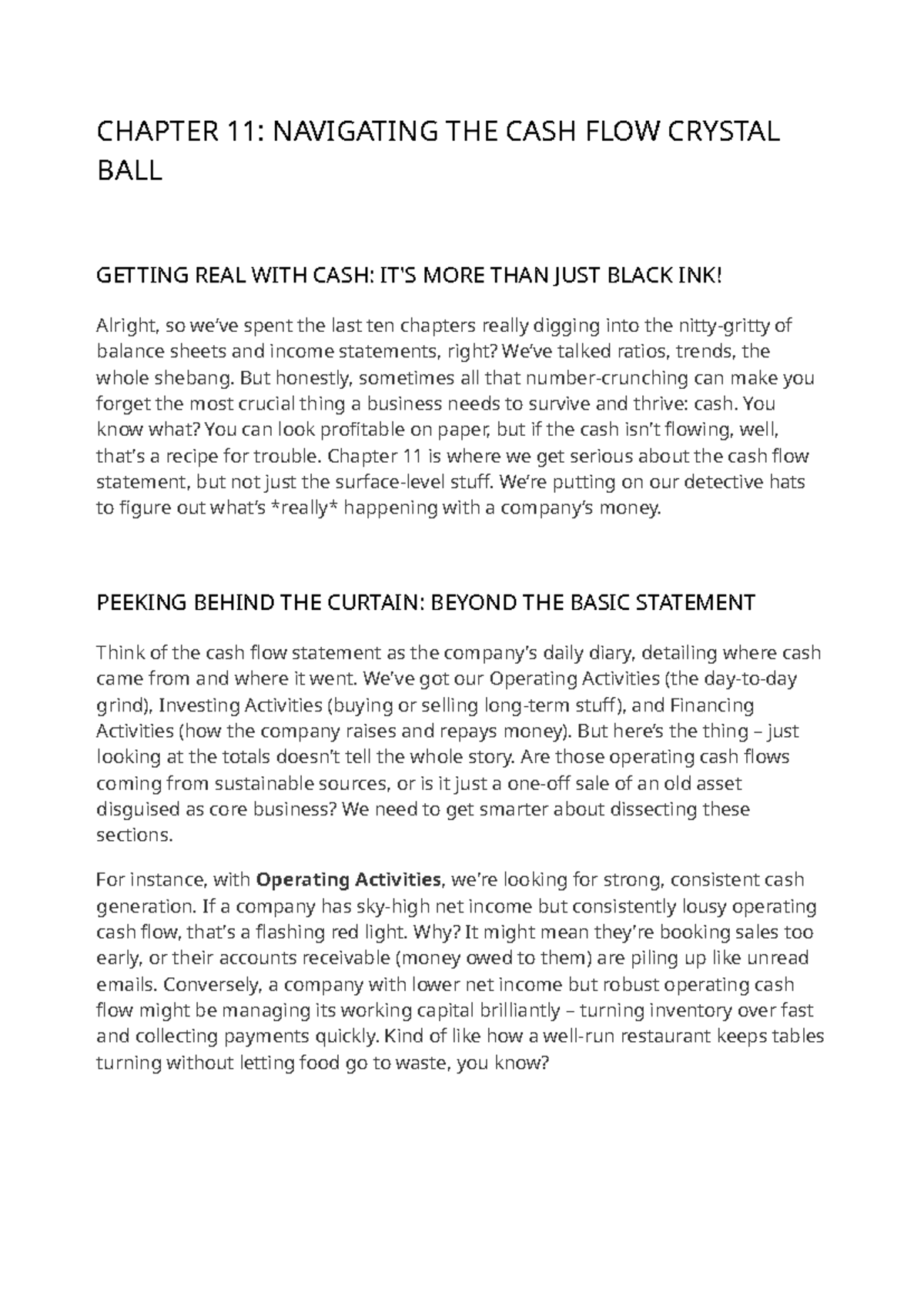 CHAPTER 11: NAVIGATING CASH FLOW IN ACCOUNTING CAREER PATH - Studocu