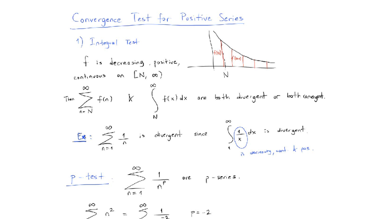 Convergence Tests for Positive Series: Week2-152 Summary - Studocu