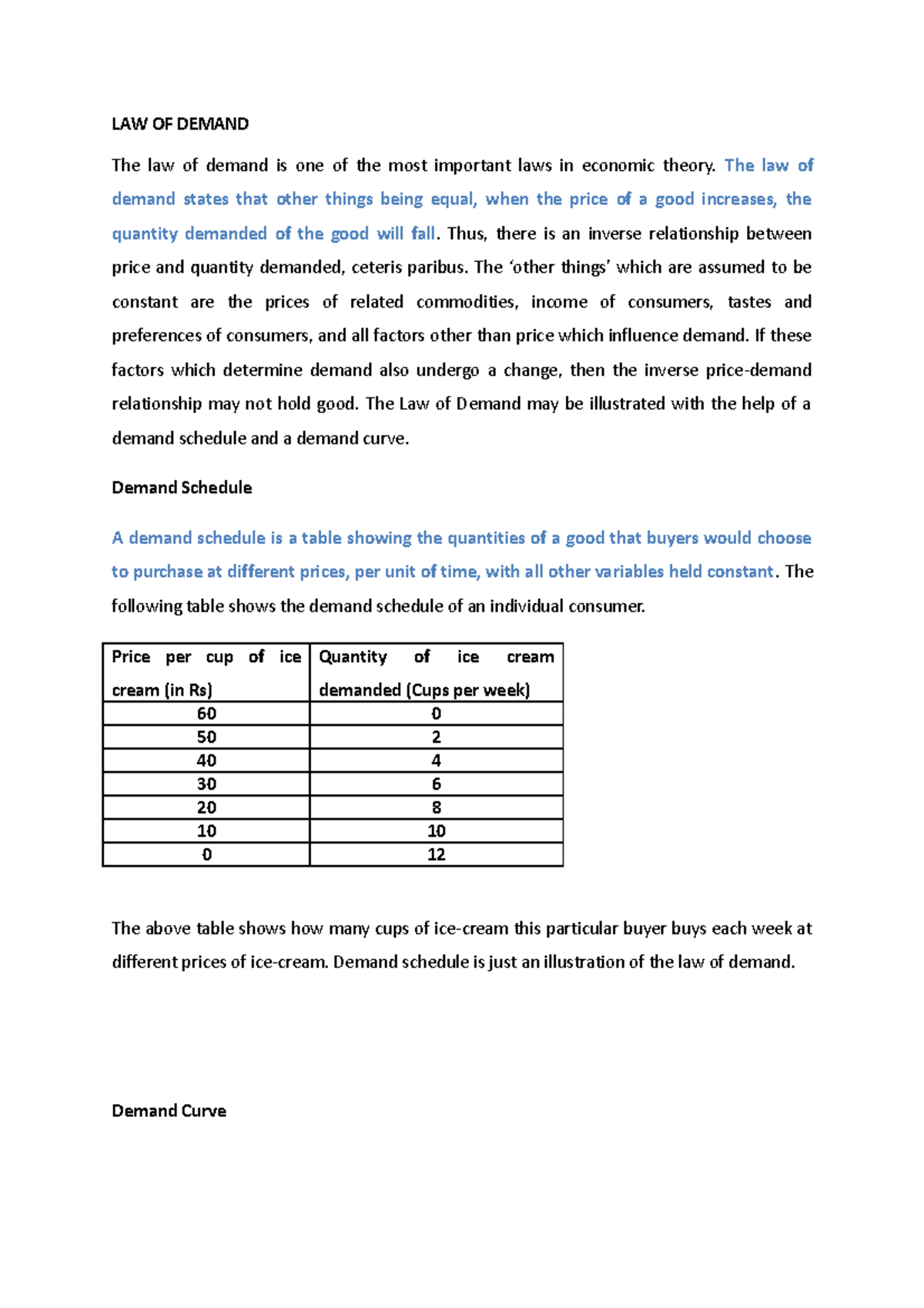 Law of Demand: Key Concepts, Rationale, and Exceptions Explained - Studocu