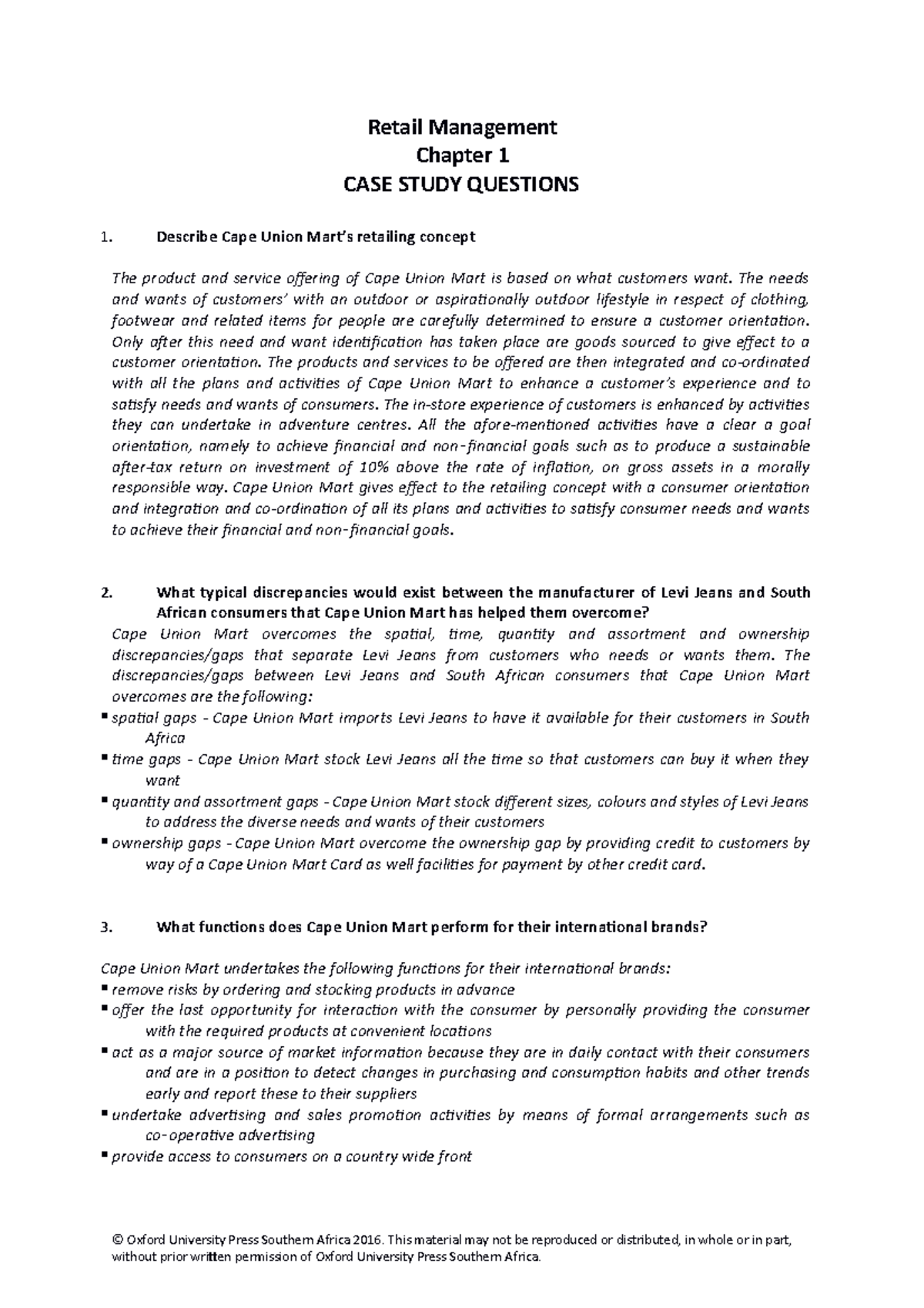80690 - case study - Retail Management Chapter 1 CASE STUDY QUESTIONS ...
