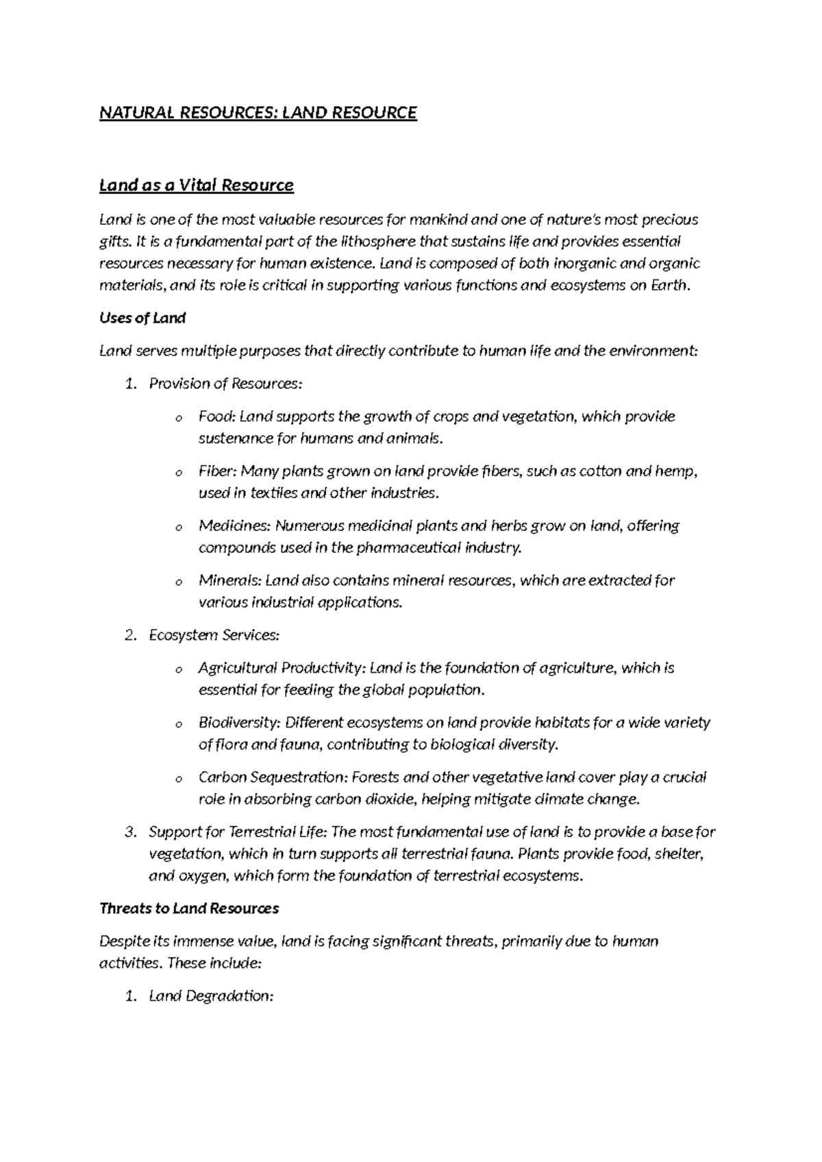 EVS 2 - basics of evs - NATURAL RESOURCES: LAND RESOURCE Land as a ...