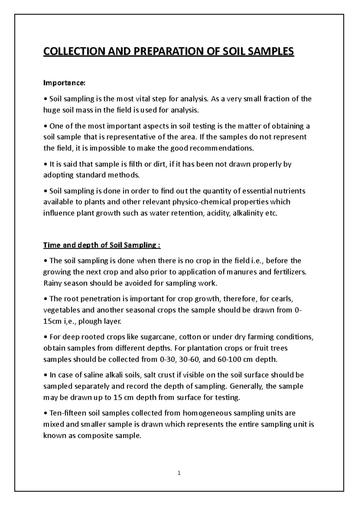 Guidelines for Soil Sample Collection and Preparation Methods - Studocu