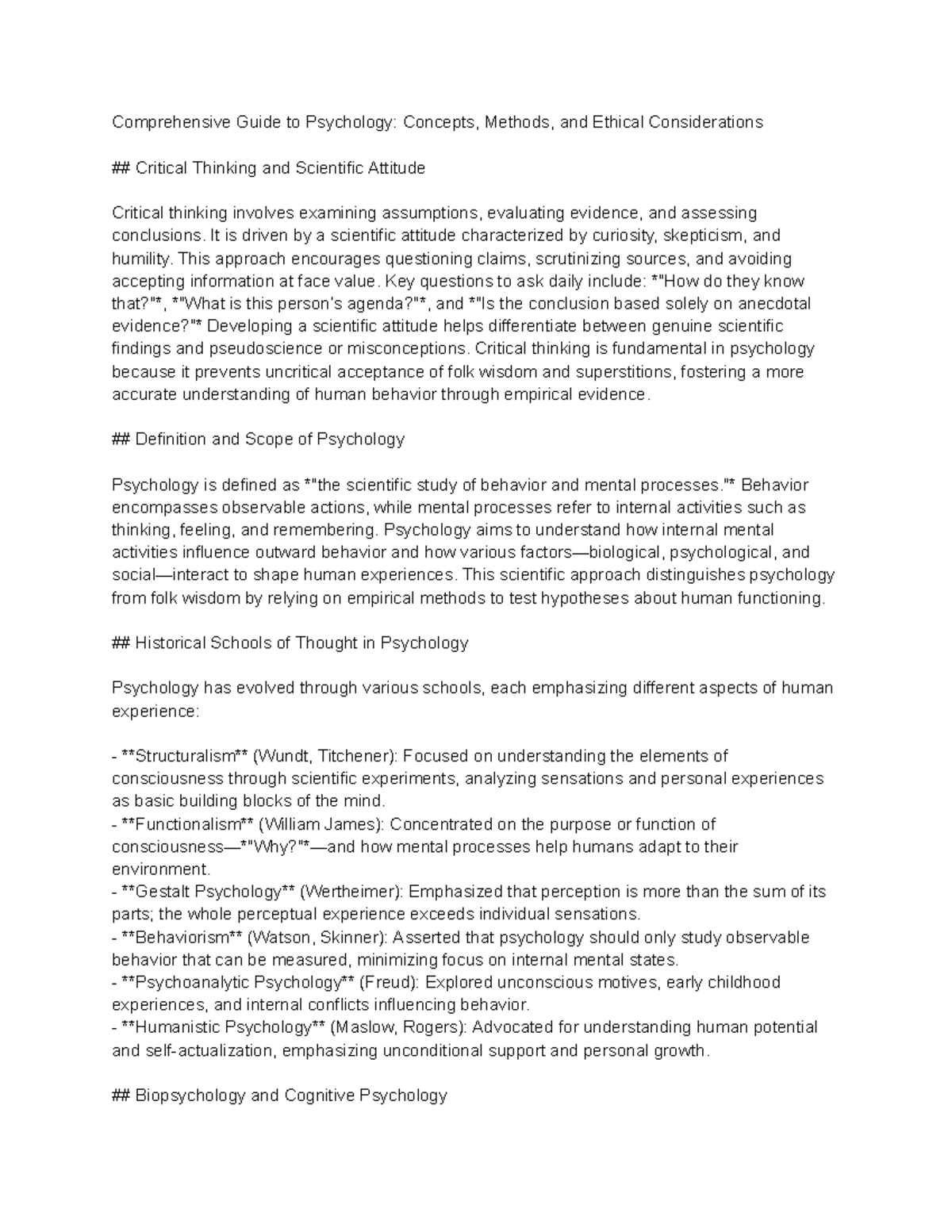 Psych 101: Comprehensive Notes on Concepts, Methods & Ethics - Studocu