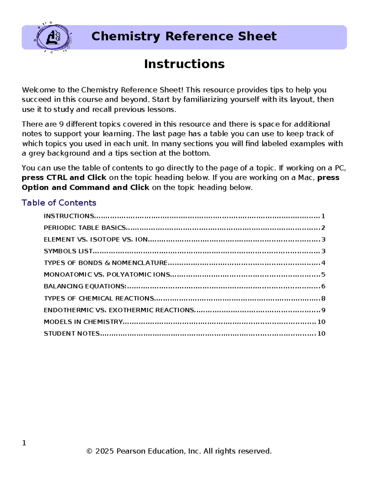 Chemistry Reference Sheet (2025) - Study Guide & Tips - Studocu