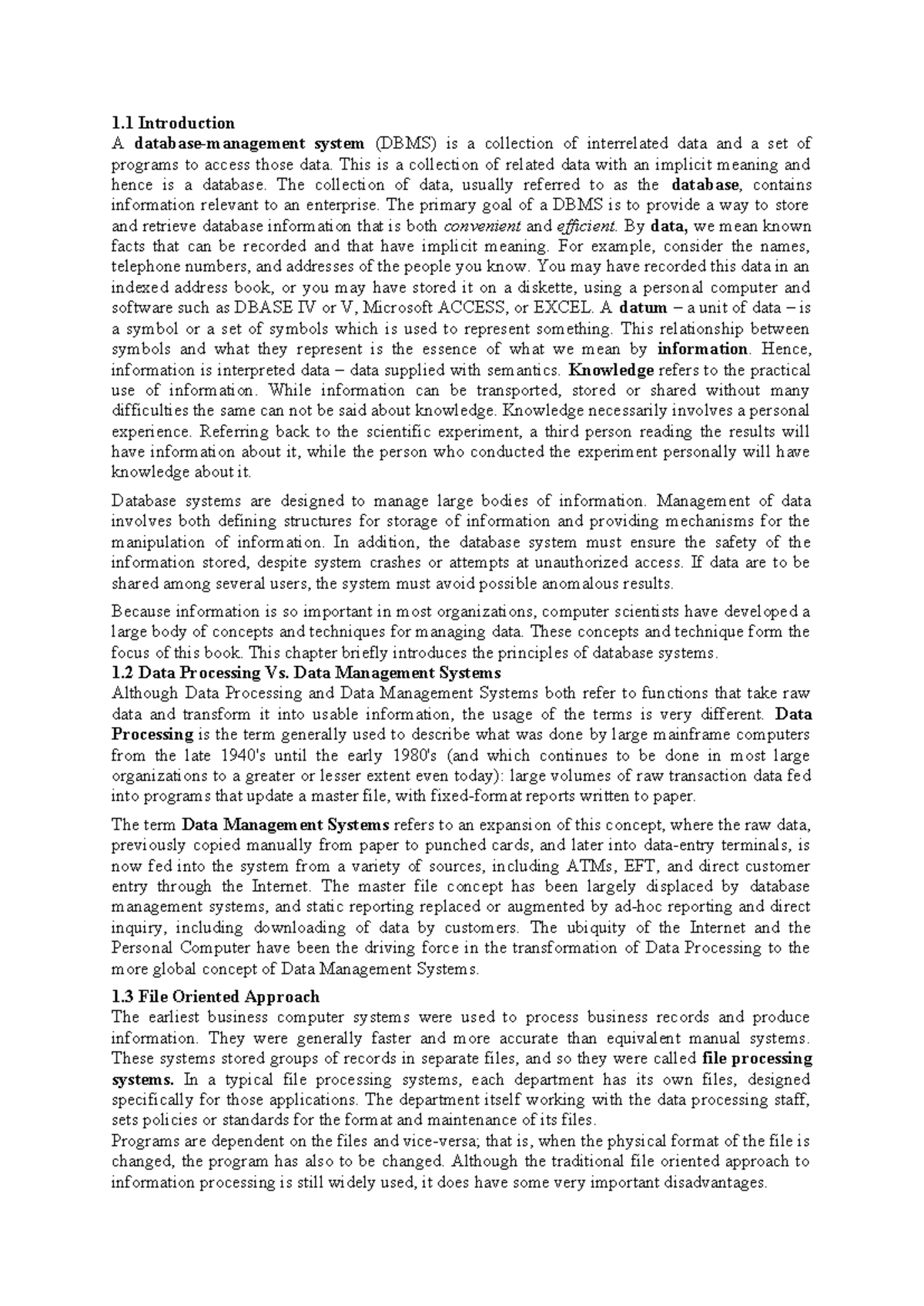 DBMS 101: Intro to Database Systems and Data Management Concepts - Studocu