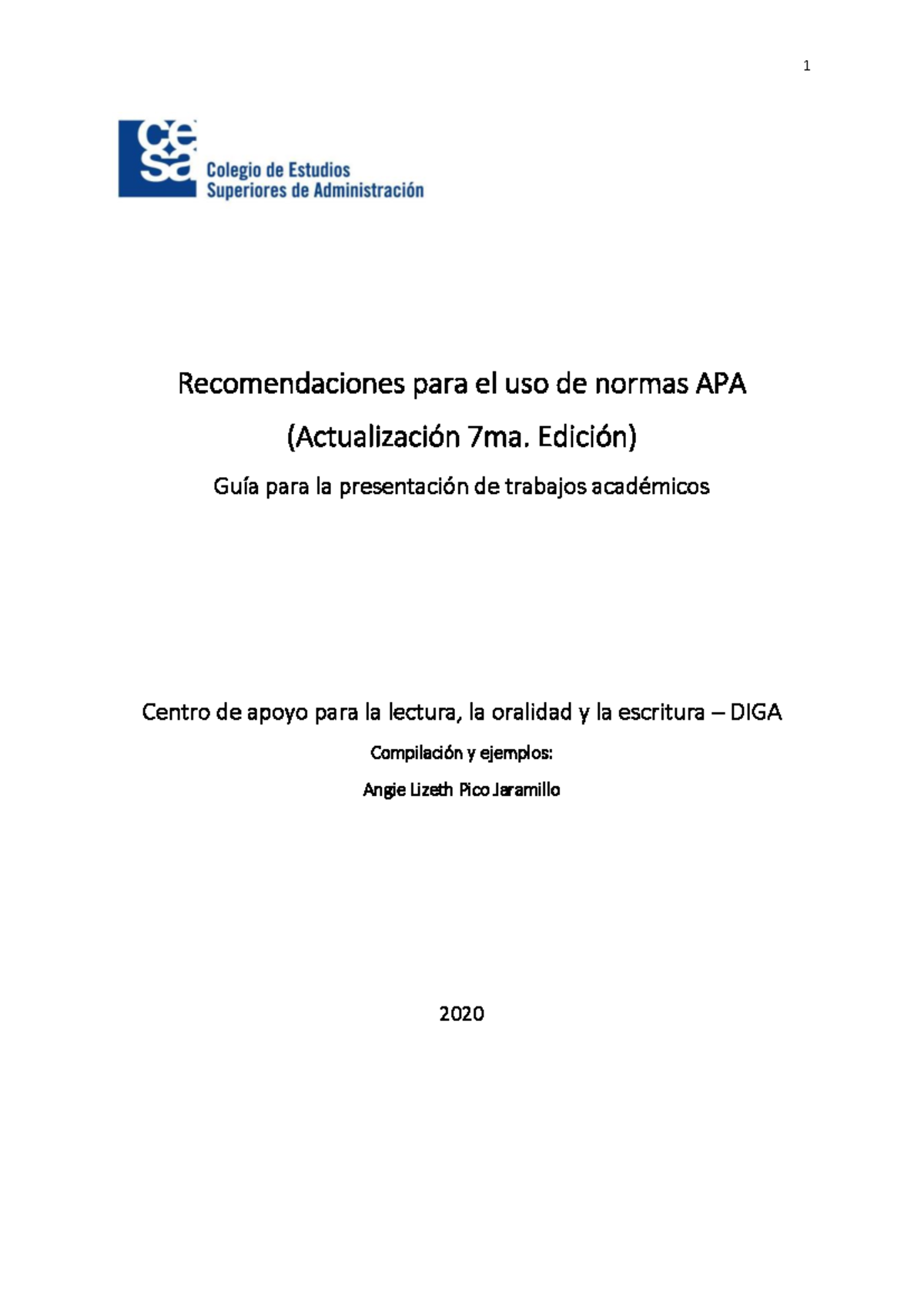 Guía de Normas APA (7ma Ed.) para Trabajos Académicos - CESA - Studocu
