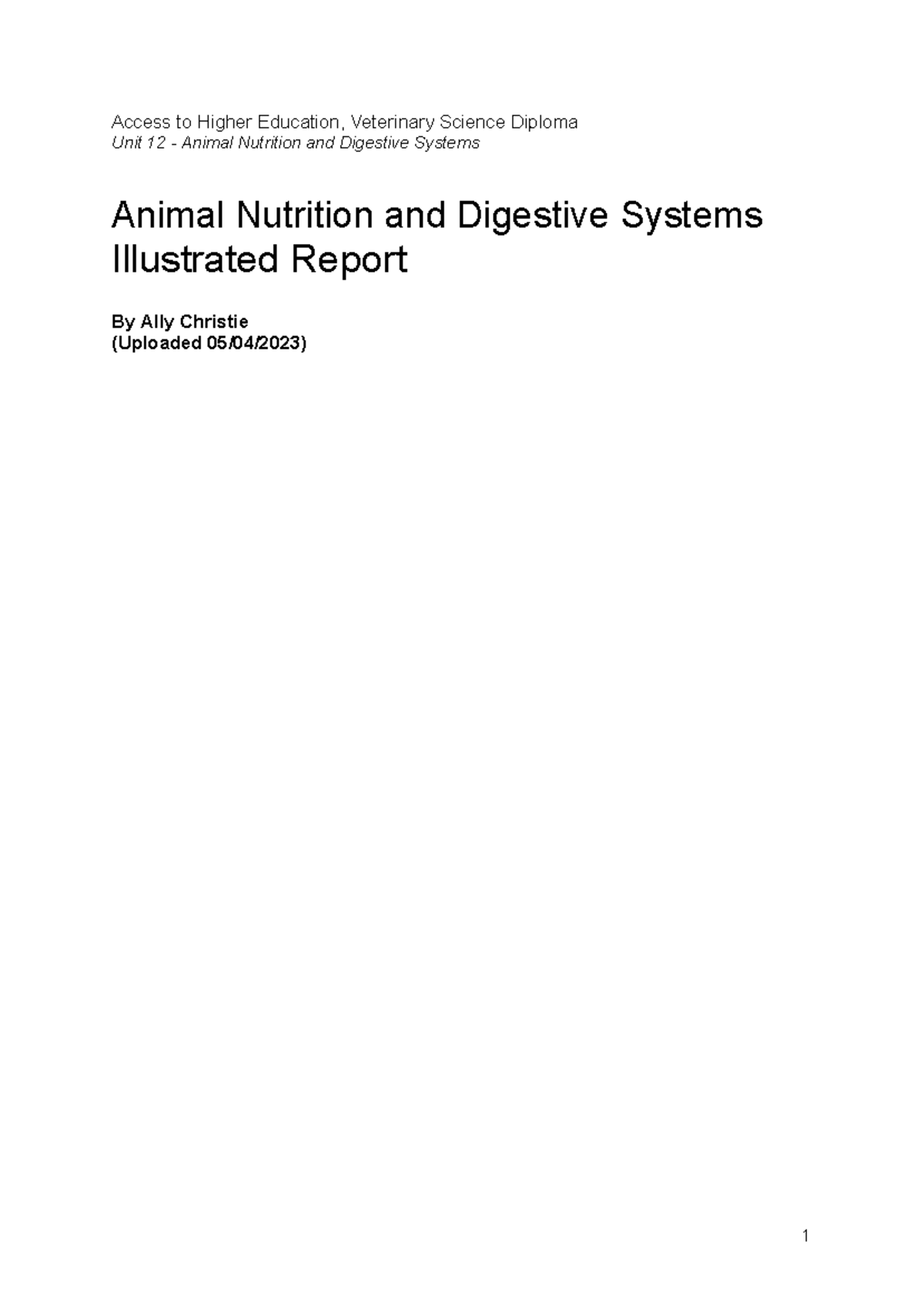 Unit 12 - Comprehensive Analysis of Animal Nutrition & Digestion - Studocu