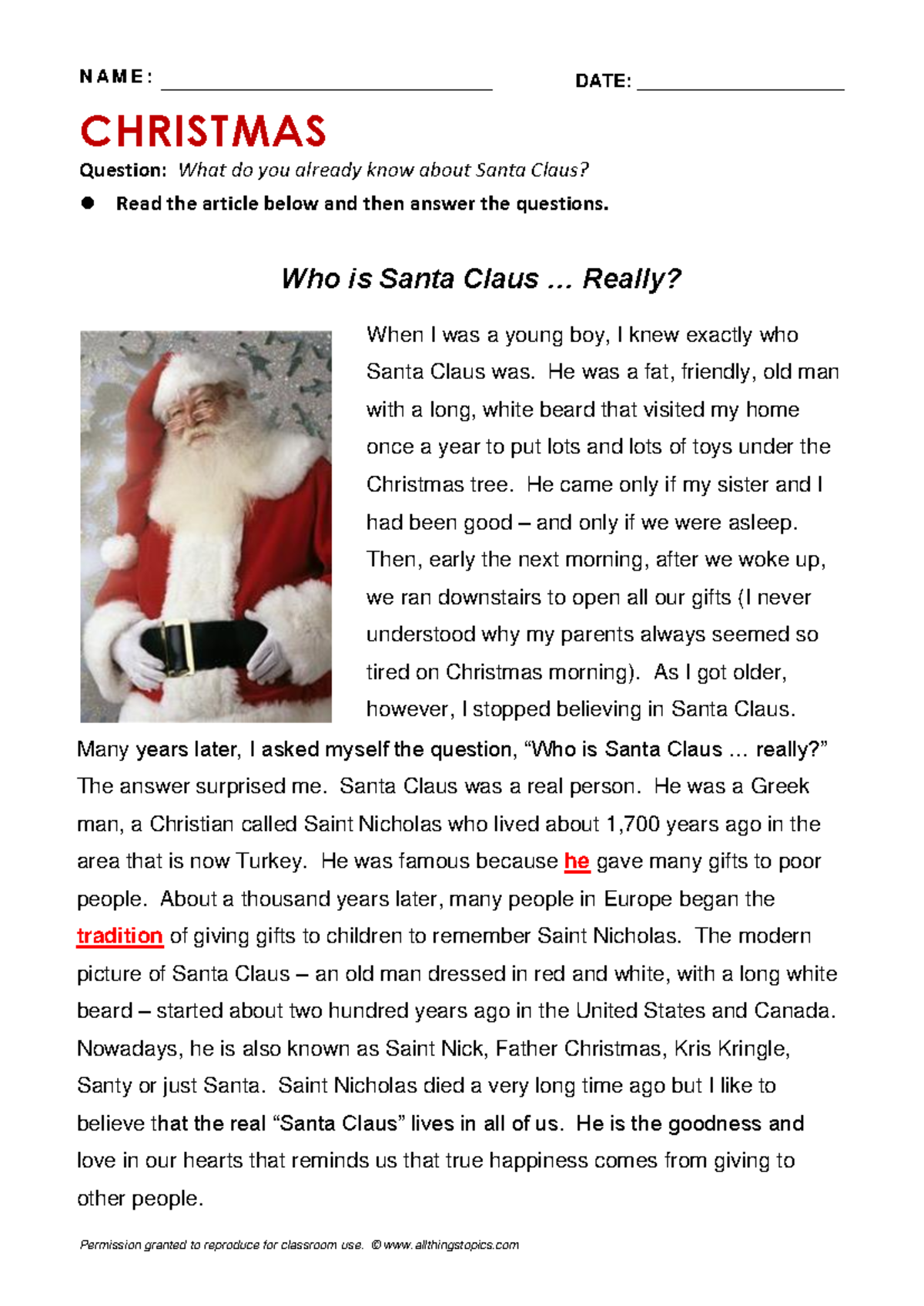 Lesson-santaclaus - No se - CHRISTMAS Question: What do you already ...