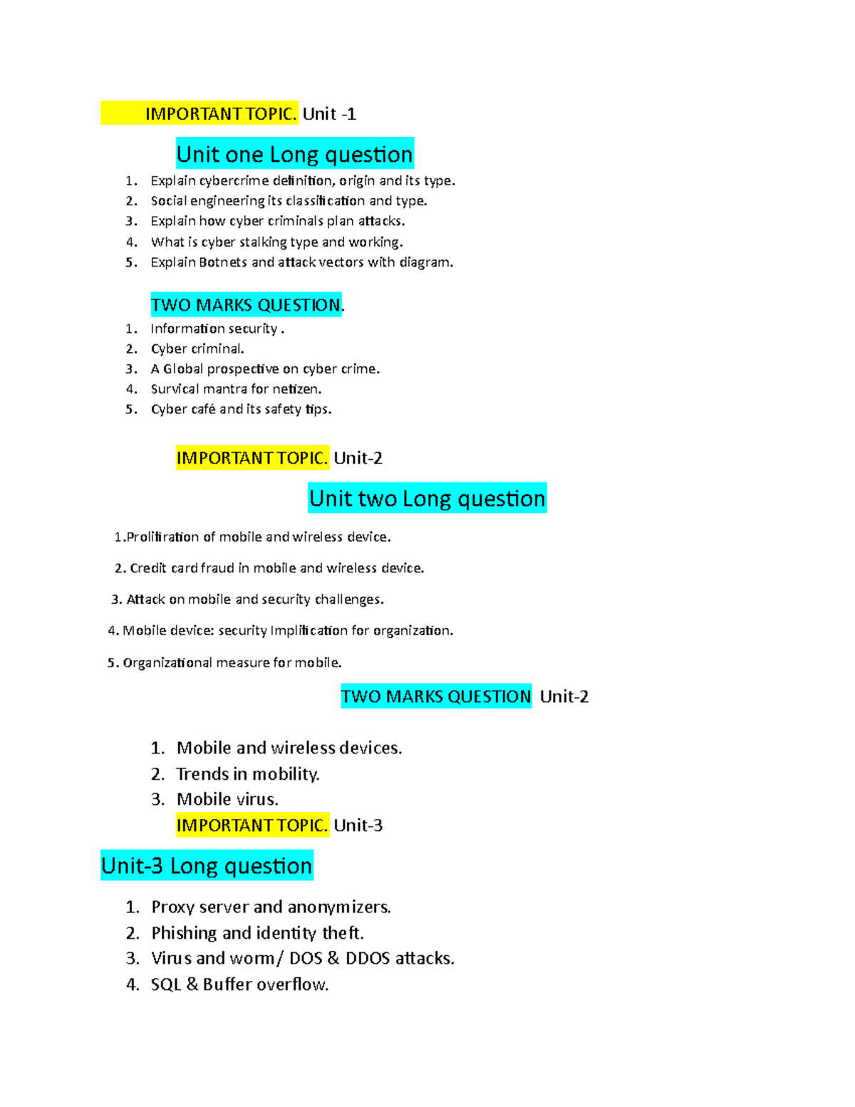 Cybercrime Overview and Key Concepts: Unit 1-5 Notes - Studocu