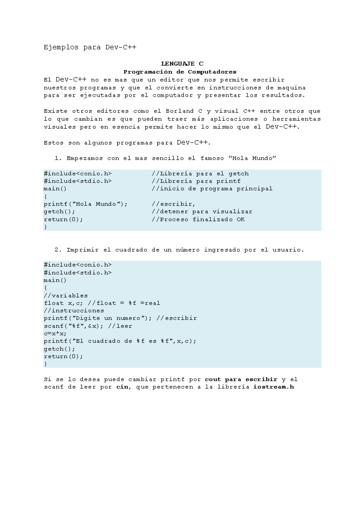Practicas-dev-c compress - Ejemplos para Dev-C++ LENGUAJE C Programación de Computadores El Dev ...