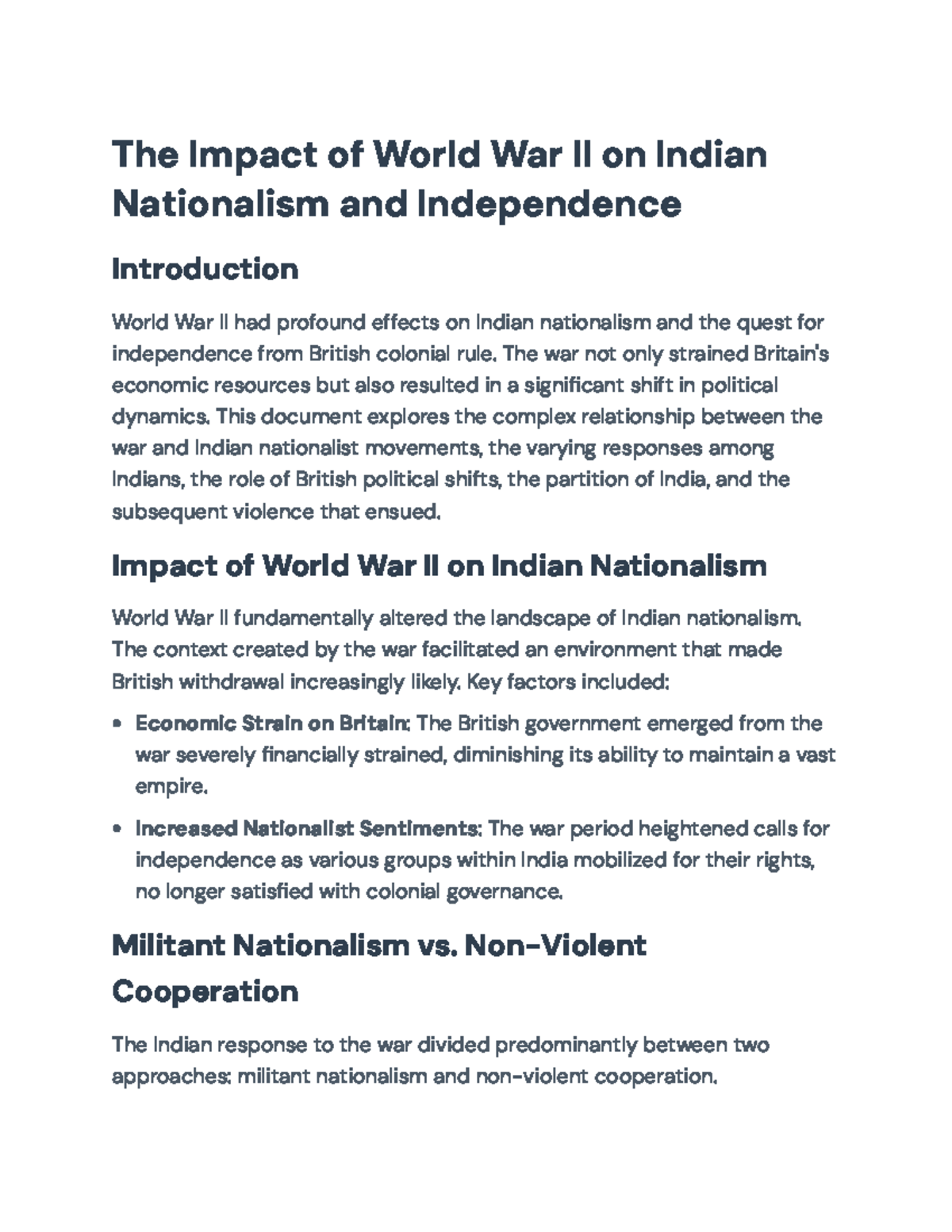 The Impact of WWII on Indian Nationalism and the Path to Independence ...