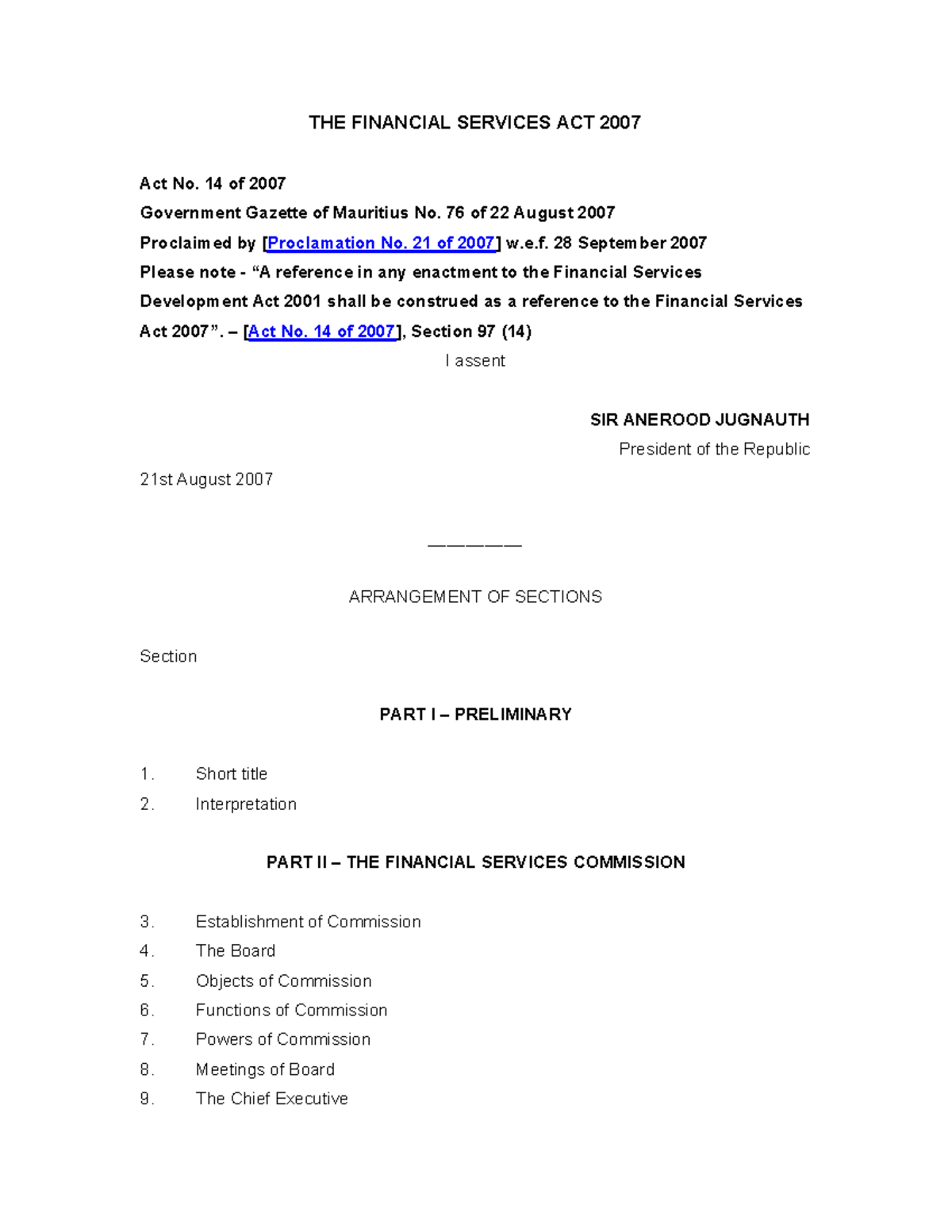 Financial Services Act 2007: Comprehensive Overview and Provisions ...