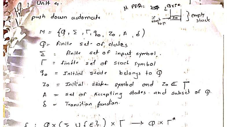 PDA Concepts and Transition Functions - CS 101 Lecture Notes - Studocu
