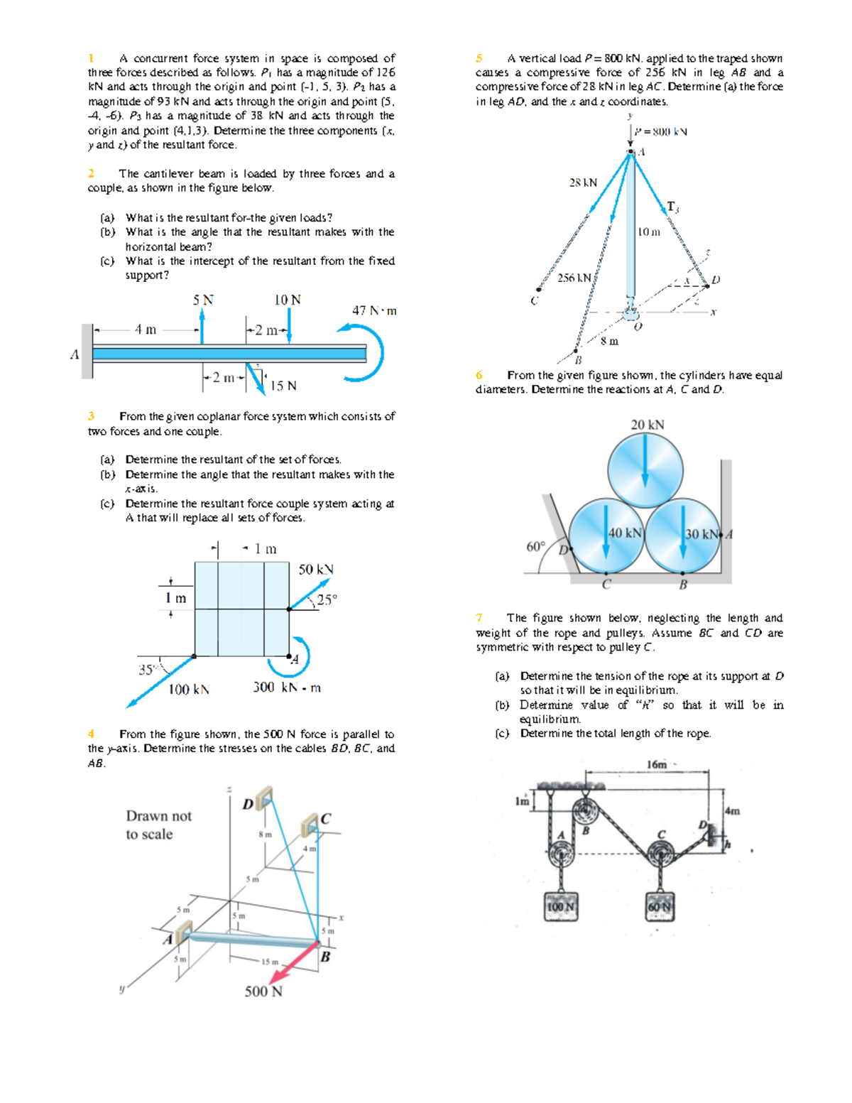 Engineering Mechanics Problem Set (ENGM 201) - Studocu