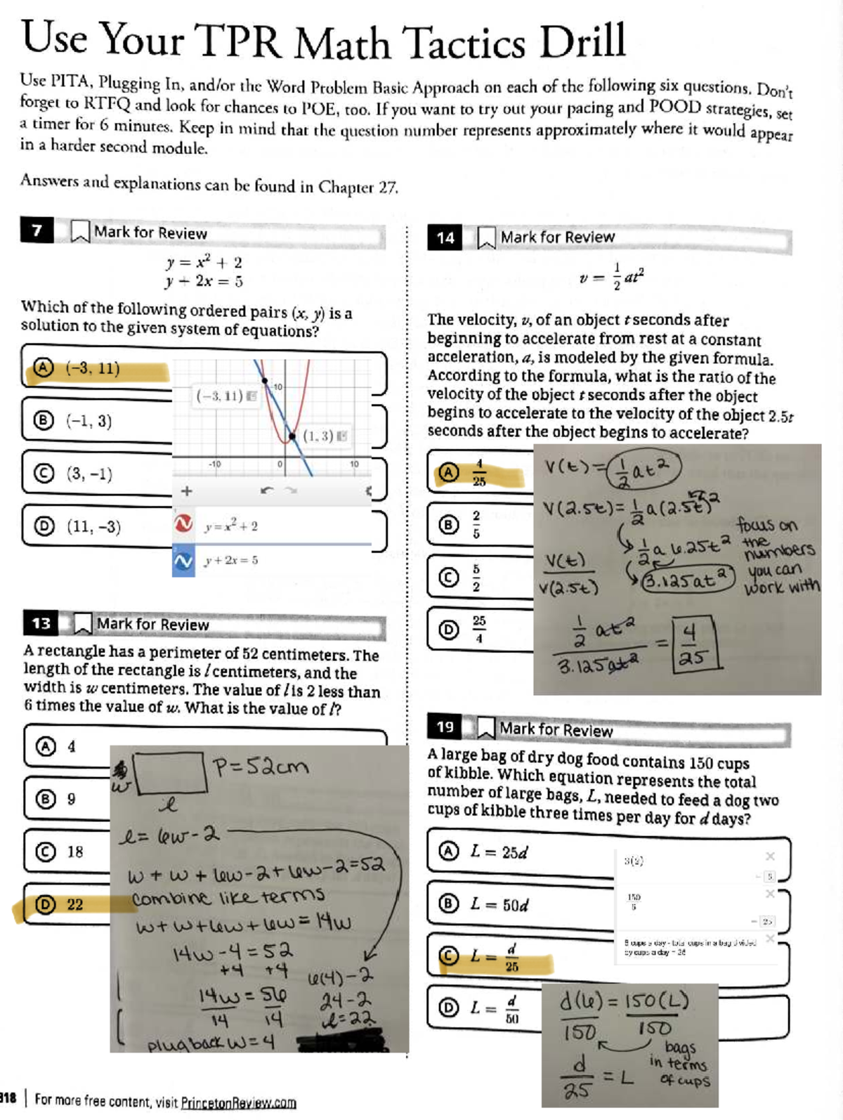 SAT Hard Math Answer Key: Tactics Drill & Solutions - Studocu