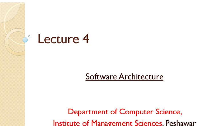 Lecture 4: Software Architecture Concepts - CS FMCS - Studocu