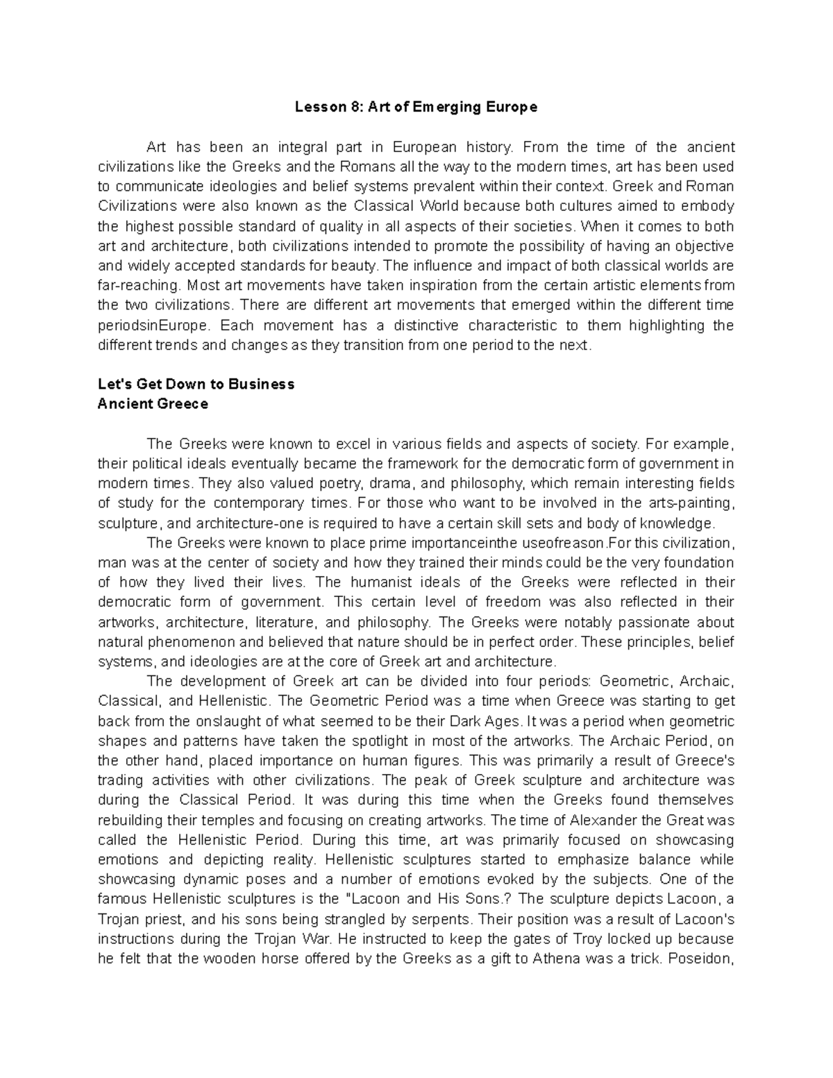 Art of Emerging Europe: Lesson 8 Detailed Overview and Notes - Studocu