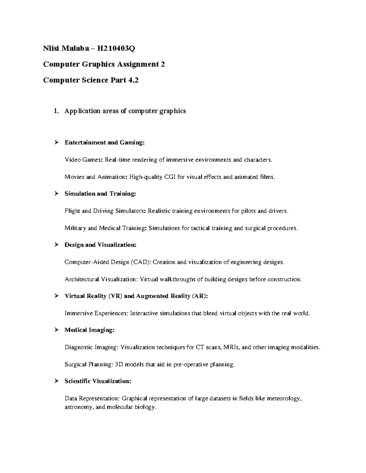 Computer Science H210403Q: Computer Graphics Assignment 2 Overview ...