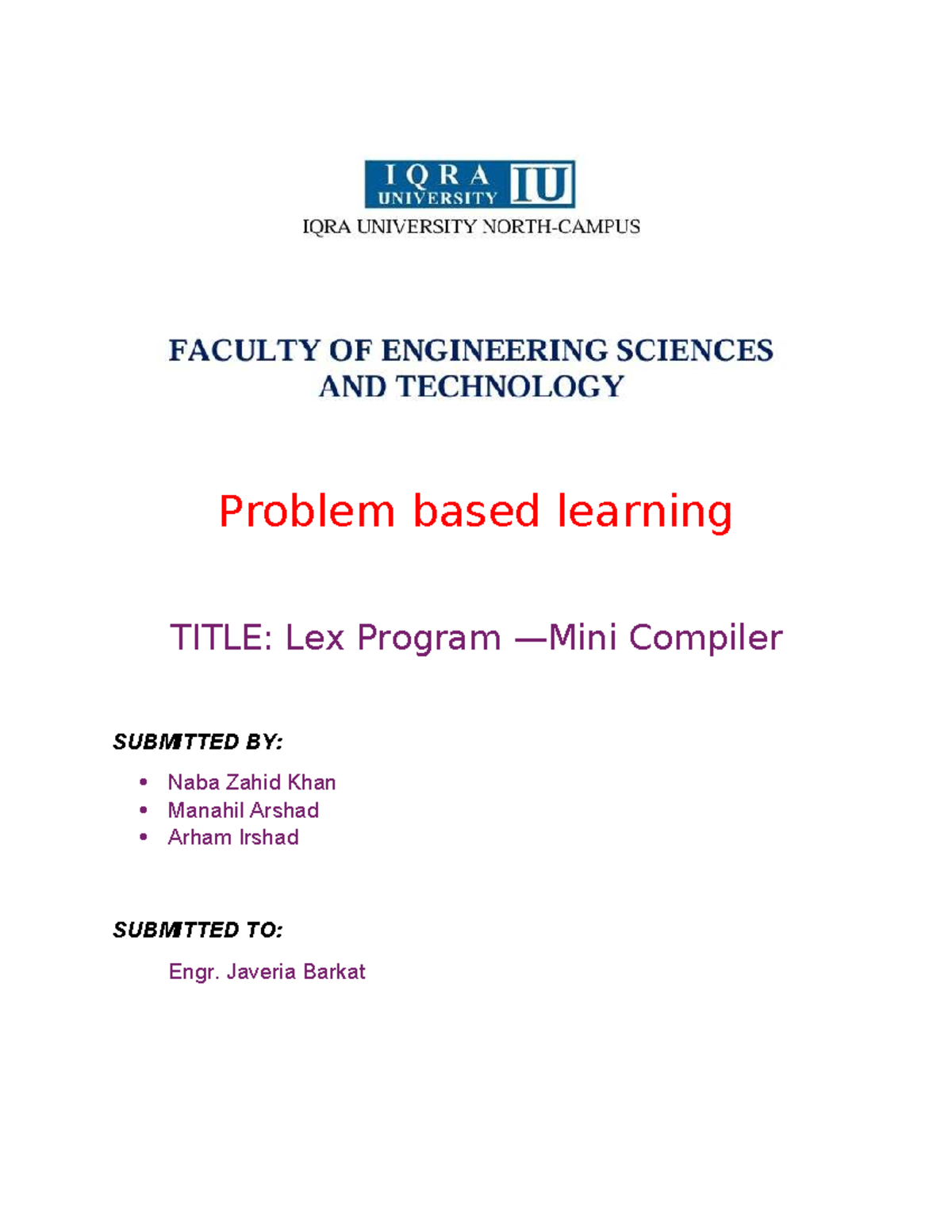 Compiler Construction PBL: Design & Implementation of a Mini Compiler ...