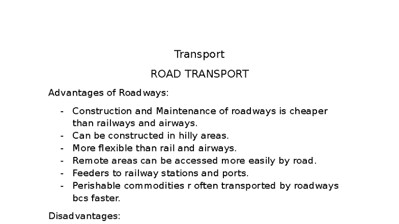 Transport: Advantages and Disadvantages of Road and Rail Transport ...