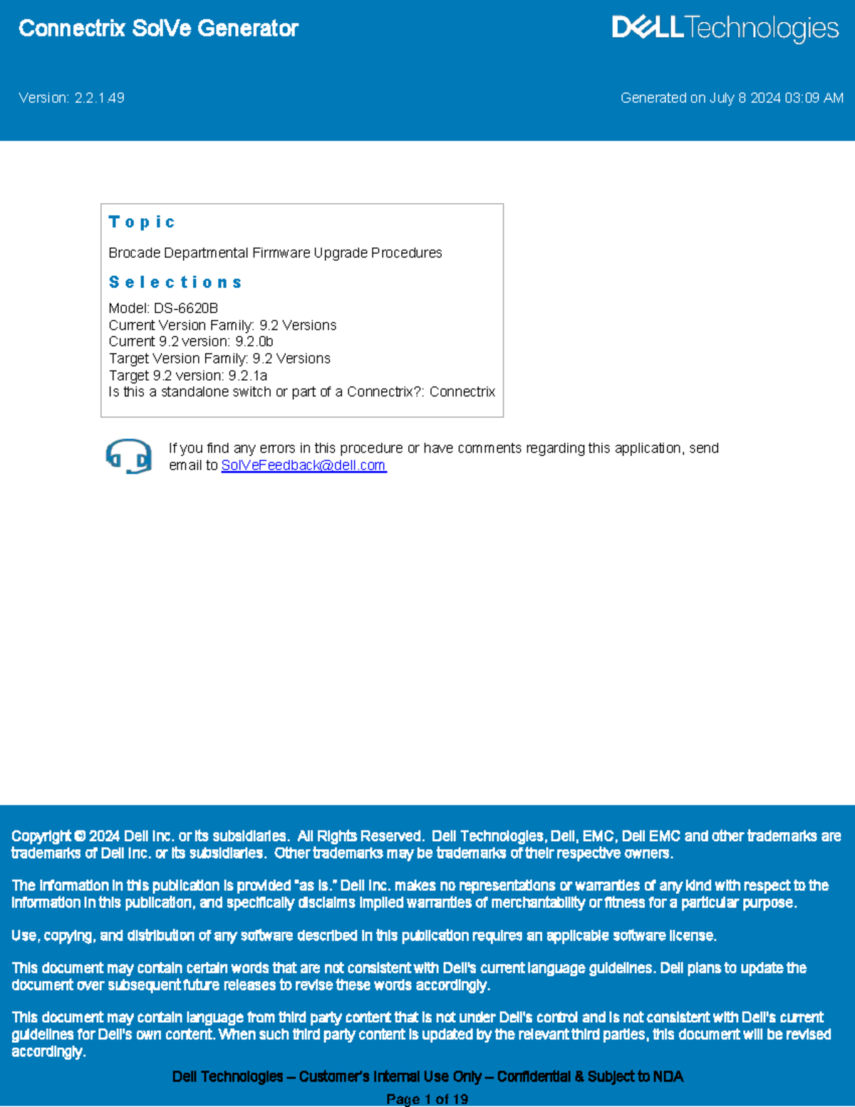 Brocade DS-6620B Firmware Upgrade Procedure Guide - Version 9.2.1a - Studocu