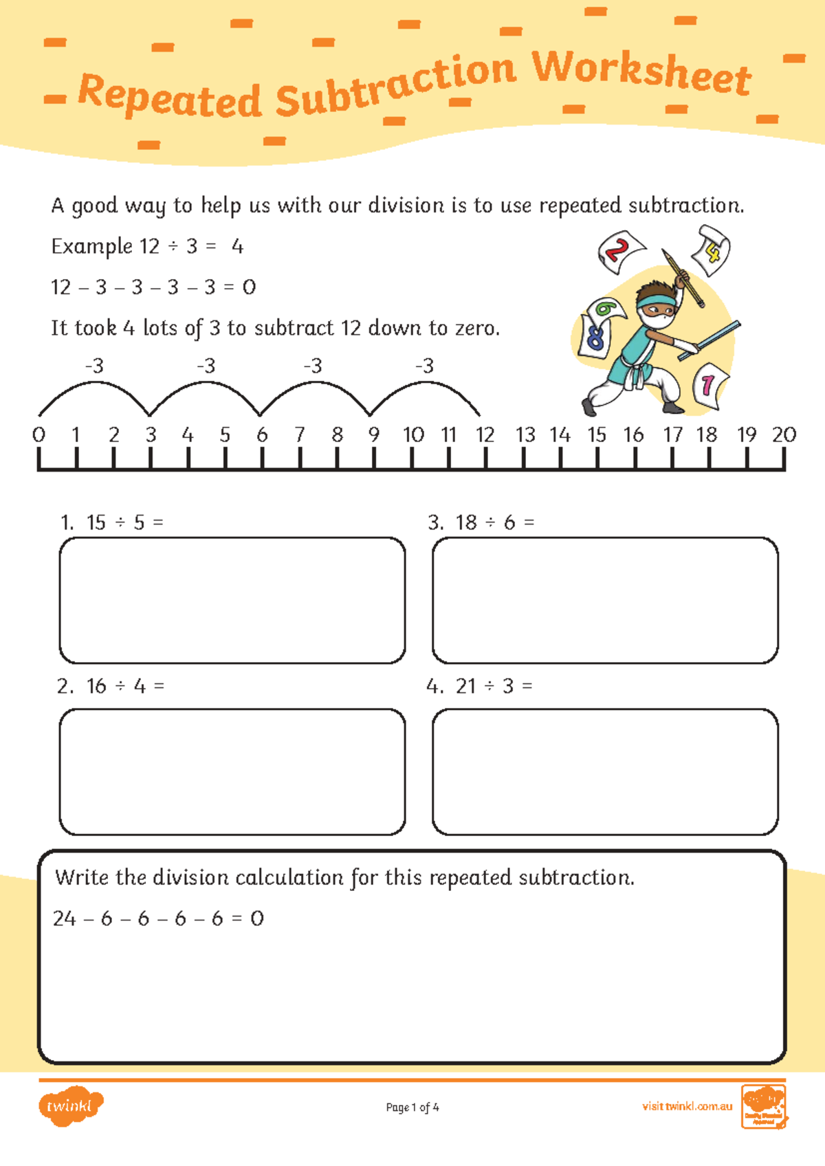 Math 101: Repeated Subtraction Worksheet for Division Practice - Studocu