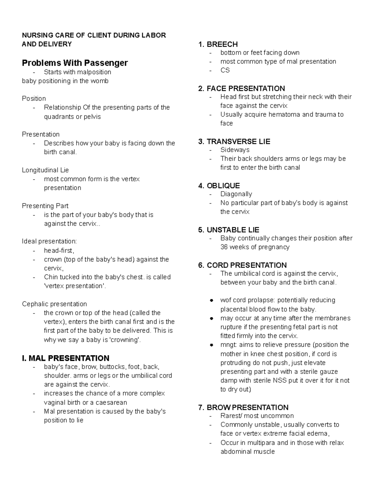 4 P's of Labor - NURSING CARE OF CLIENT DURING LABOR AND DELIVERY ...