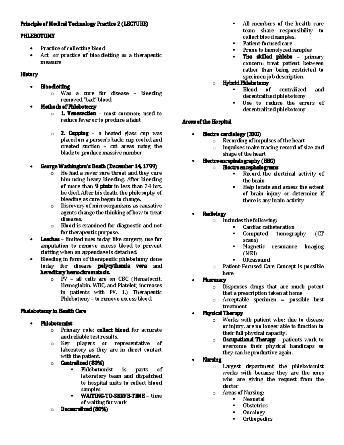 Introduction to Phlebotomy - Principle of Medical Technology Practice 2 ...