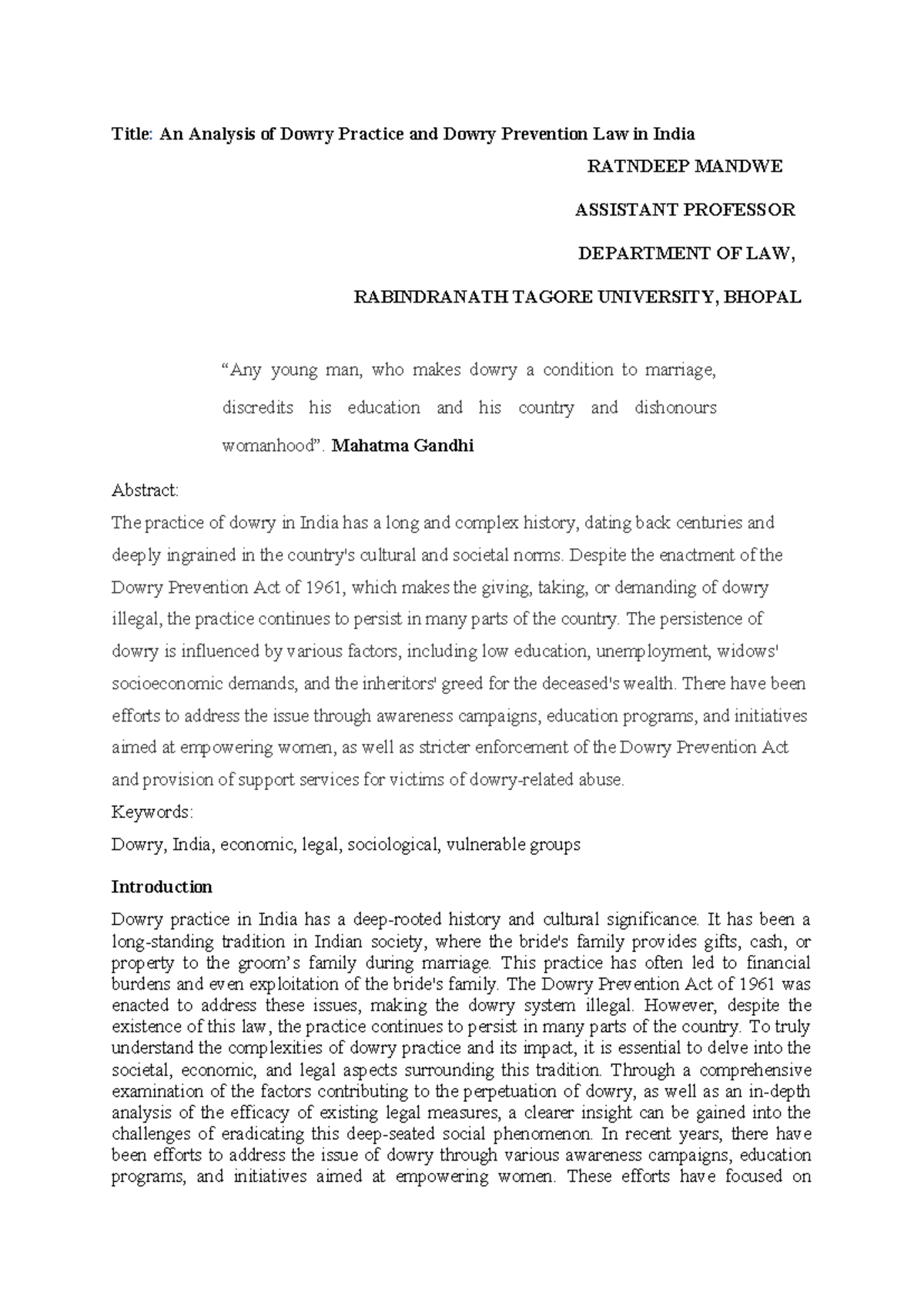 Dowry Practices and Prevention Laws in India: An In-Depth Analysis ...