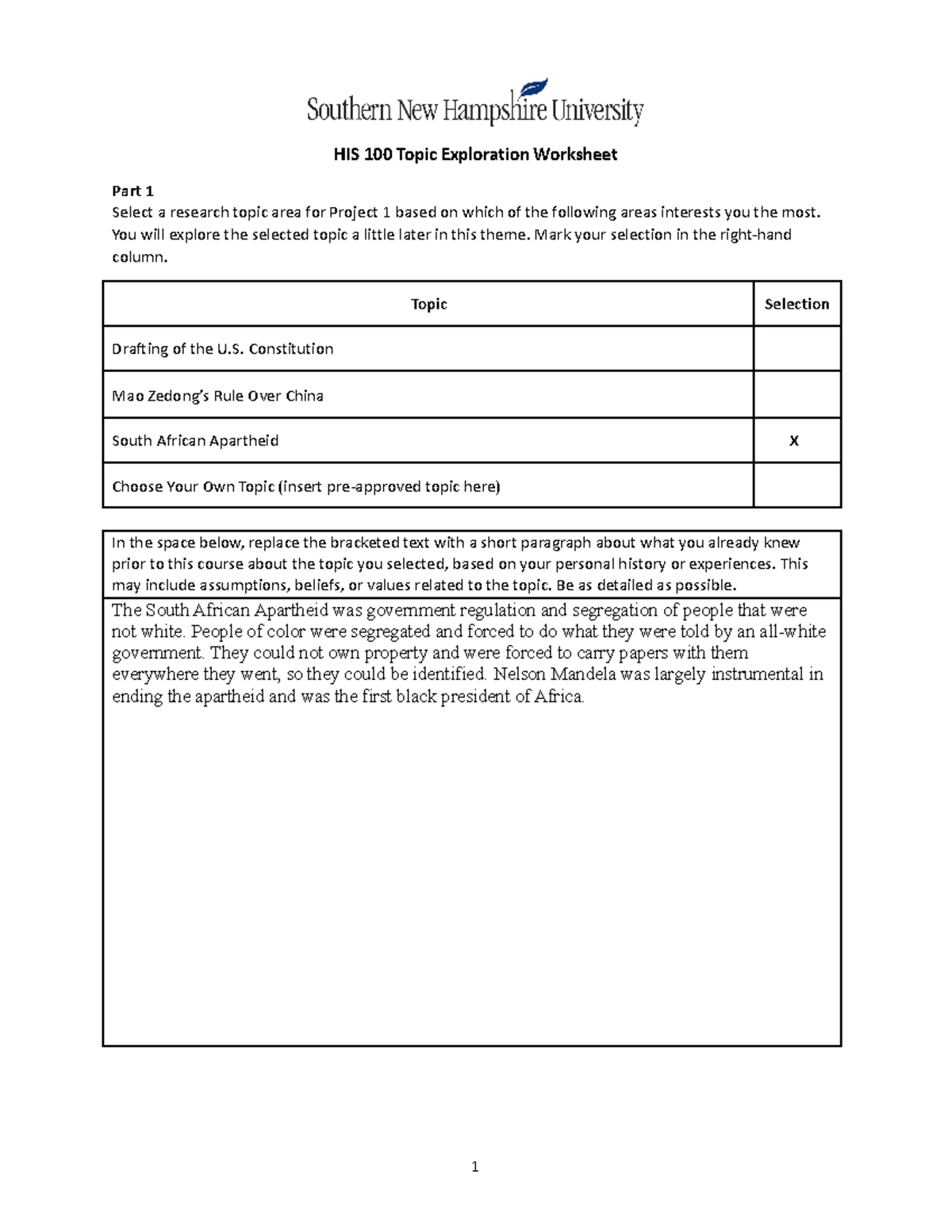 2-3 Project 1 Topic Exploration Worksheet Submission - HIS 100 Topic ...