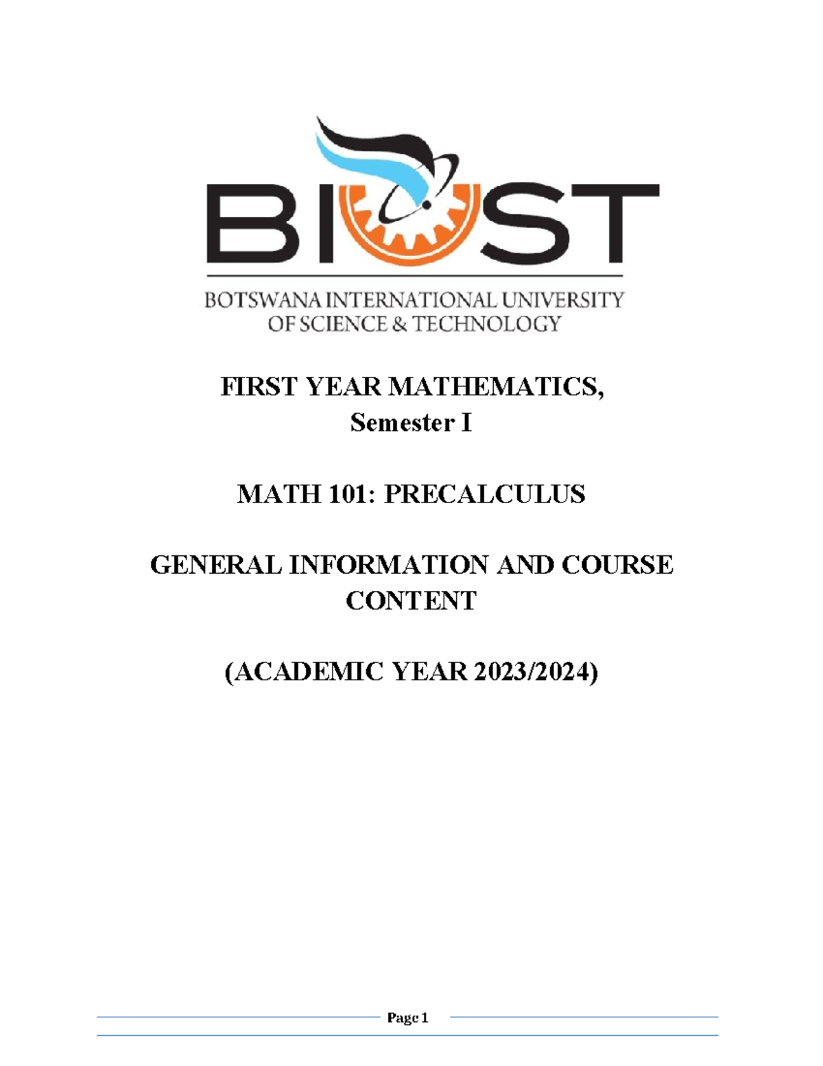 MATH 101: Intro to Precalculus - Course Guide for Semester 1 - Studocu