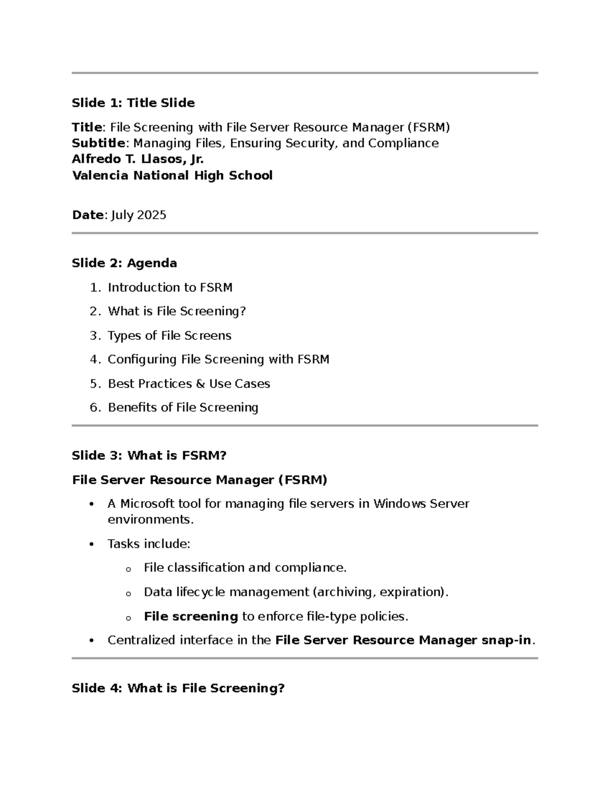 FSRM 101: File Screening Overview and Best Practices - Studocu