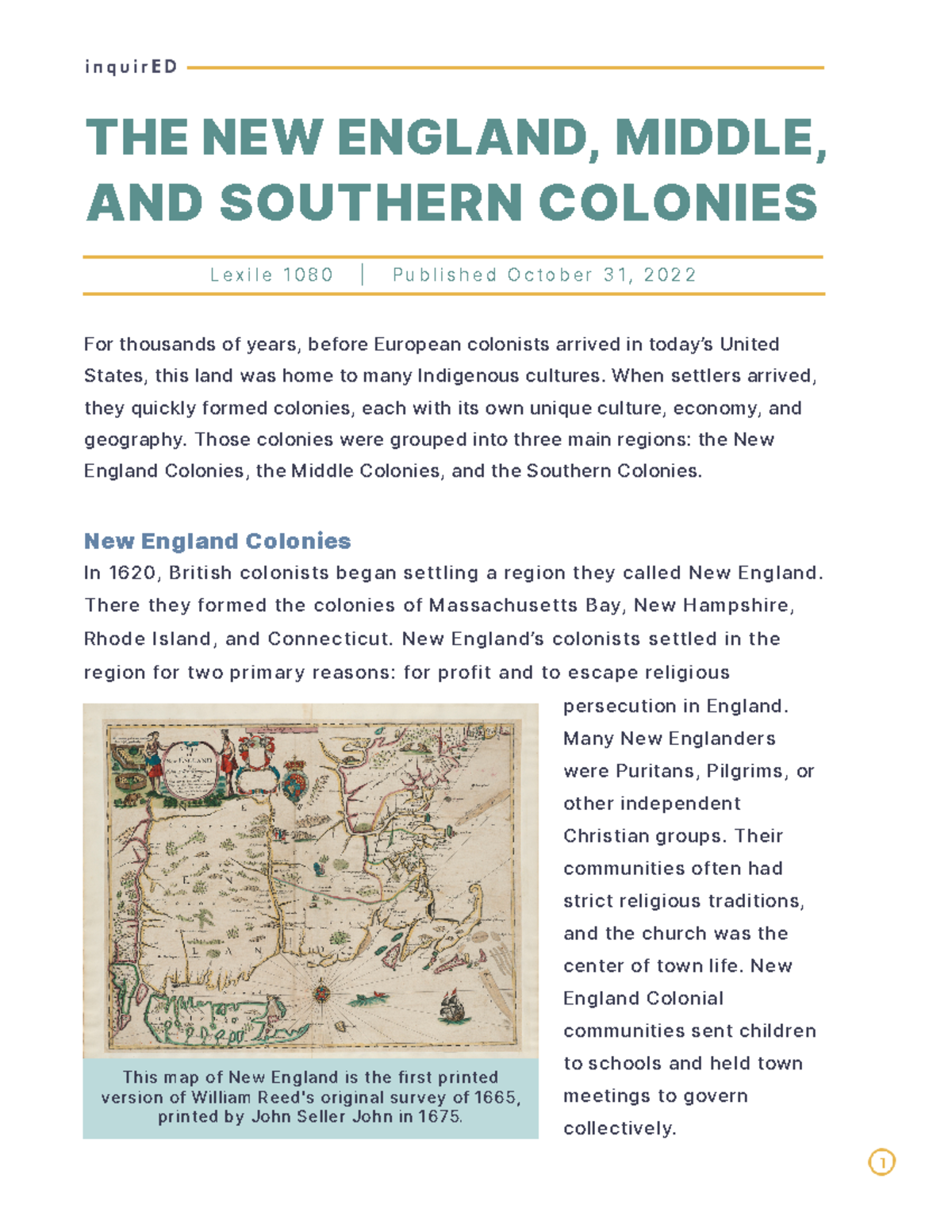 New England, Middle, and Southern Colonies Overview Article 212 - Studocu