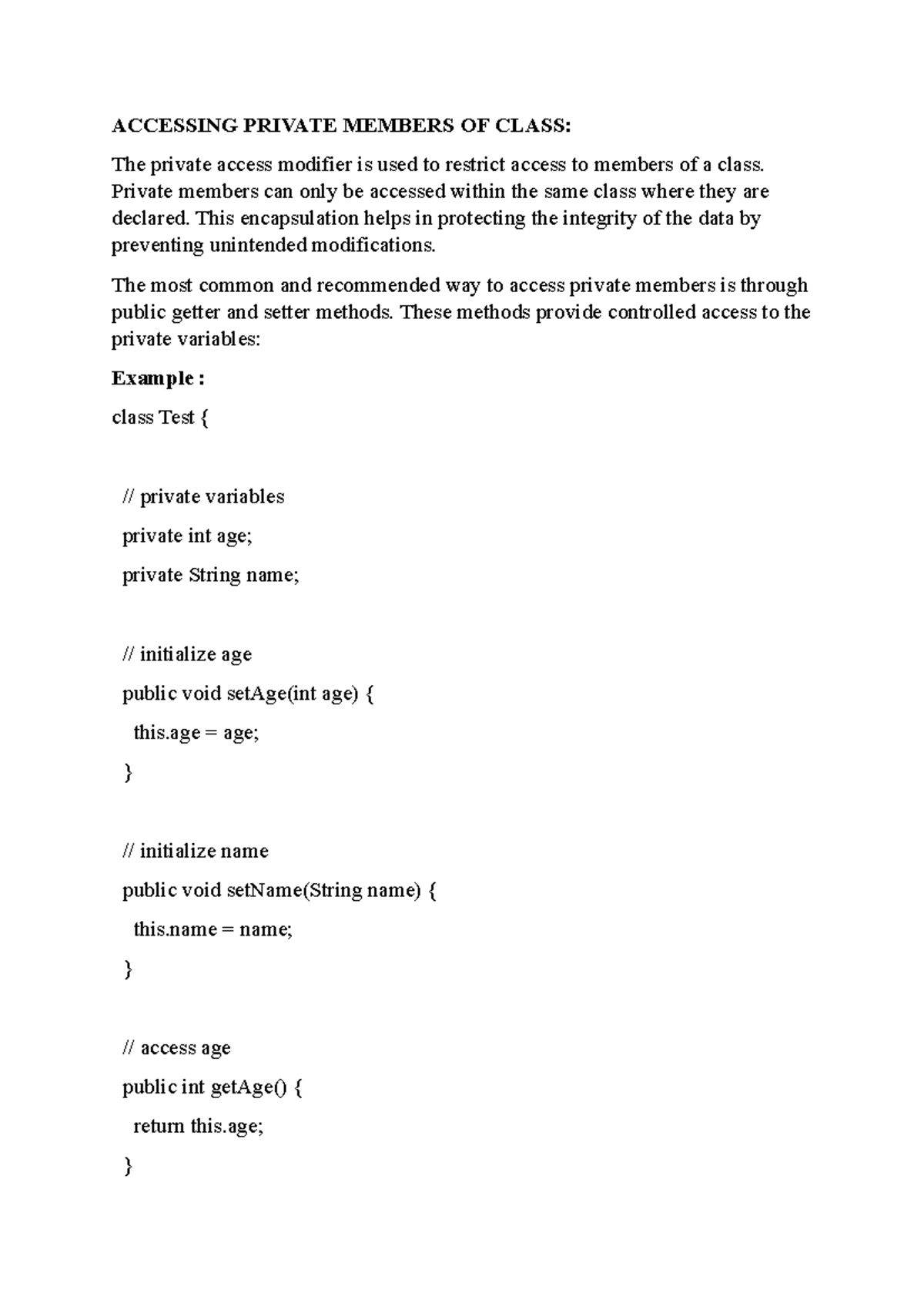 Accessing Private Class Members in Java: Key Concepts and Examples ...