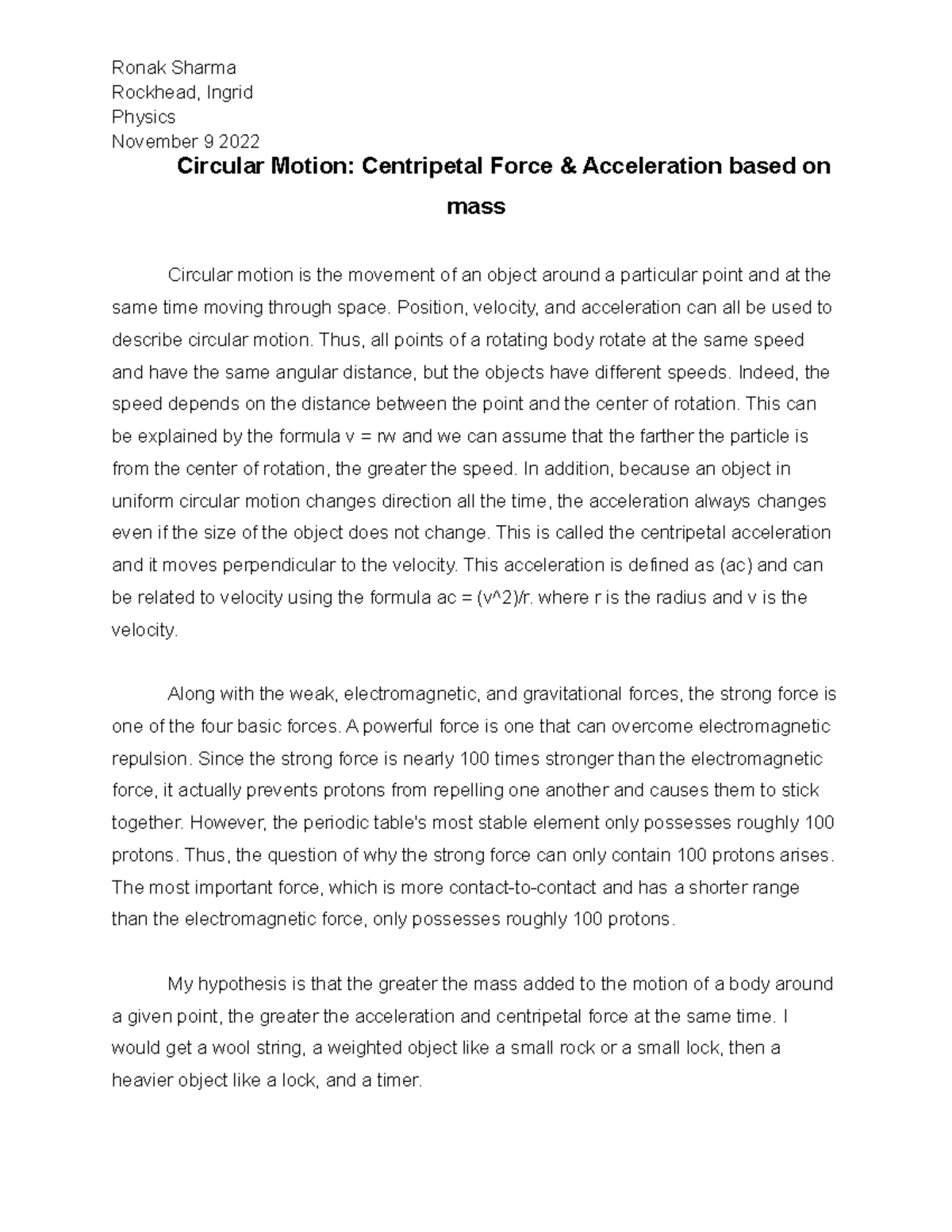 PHYS 101: Centripetal Force & Acceleration in Circular Motion Study - Studocu