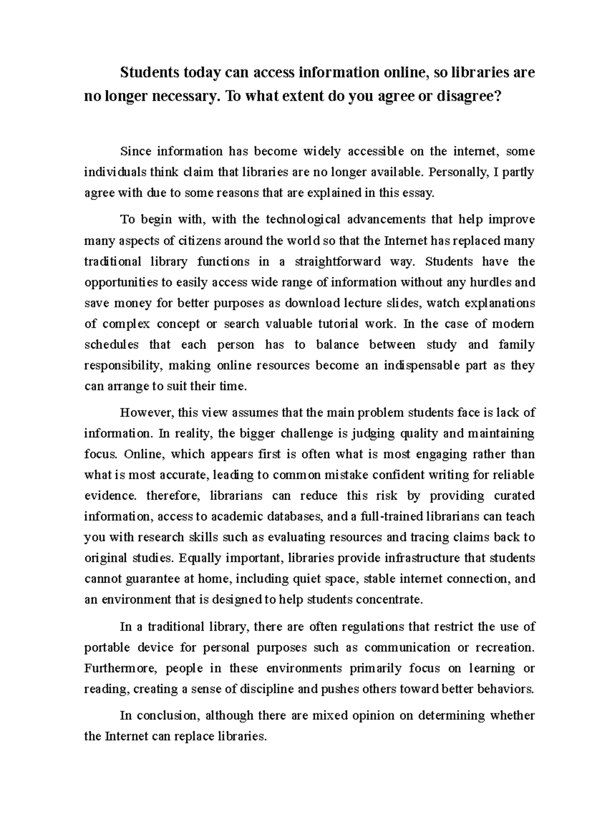 Essay Notes: The Role of Libraries in the Internet Age - Studocu