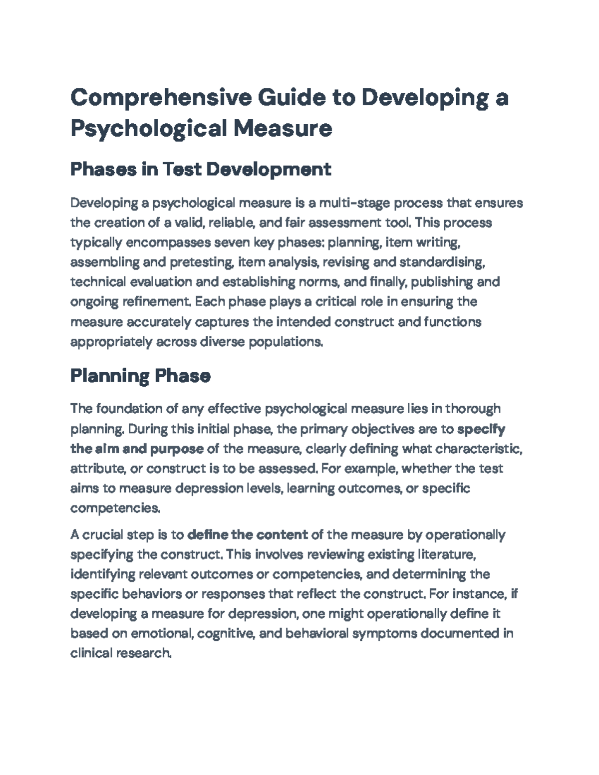 Comprehensive Guide To Developing Psychological Measures Steps