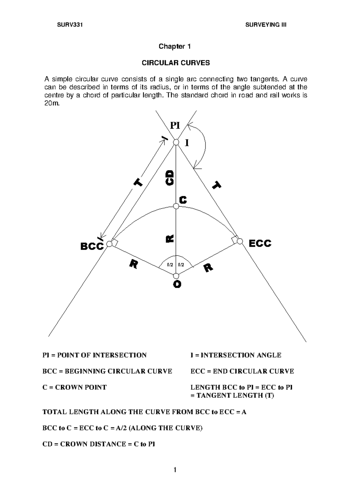 Ch1 Circular Curves - Lecture Notes on Geometry Calculations - Studocu